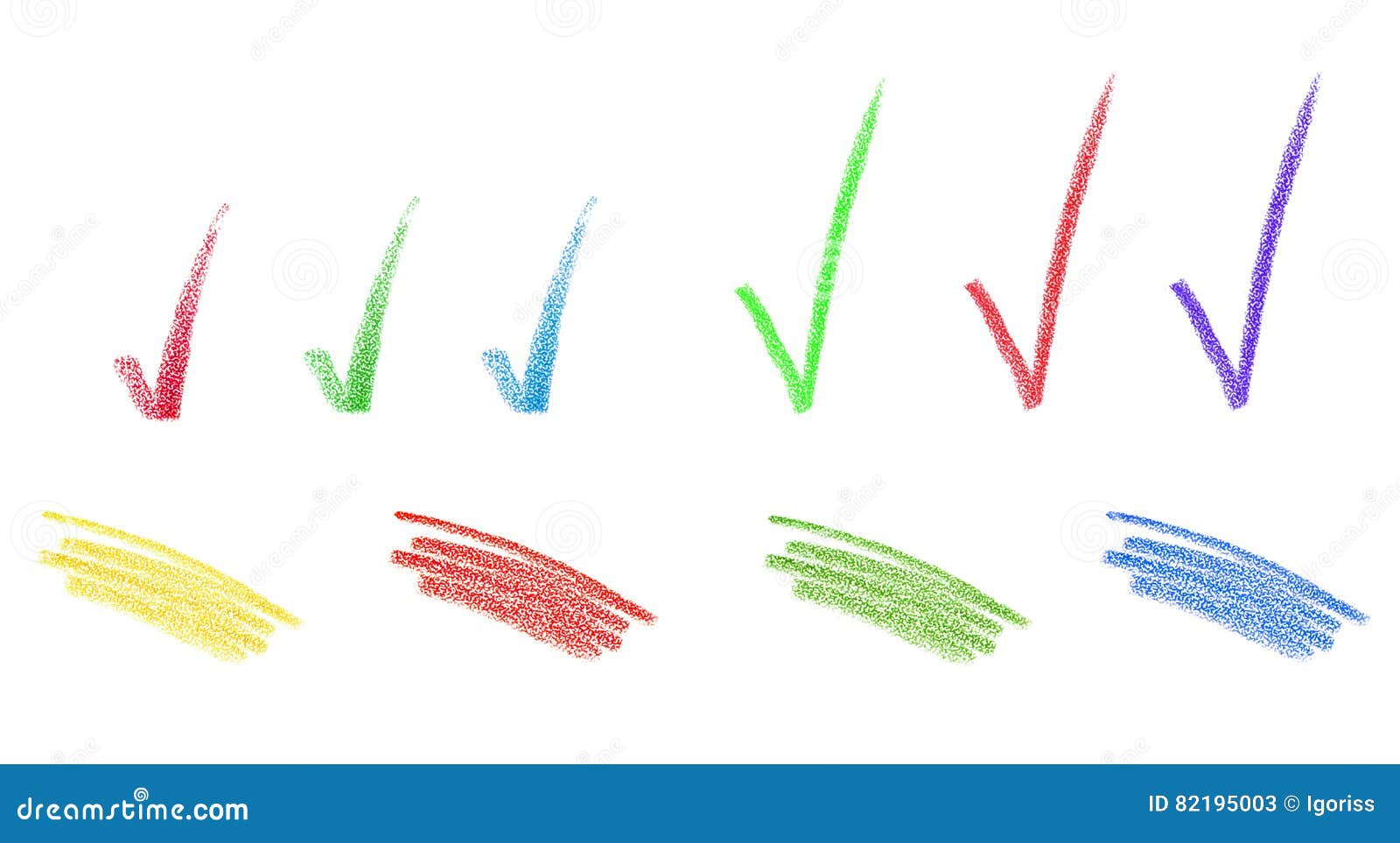 Set of Color Pencil Strokes Stock Illustration - Illustration of ...