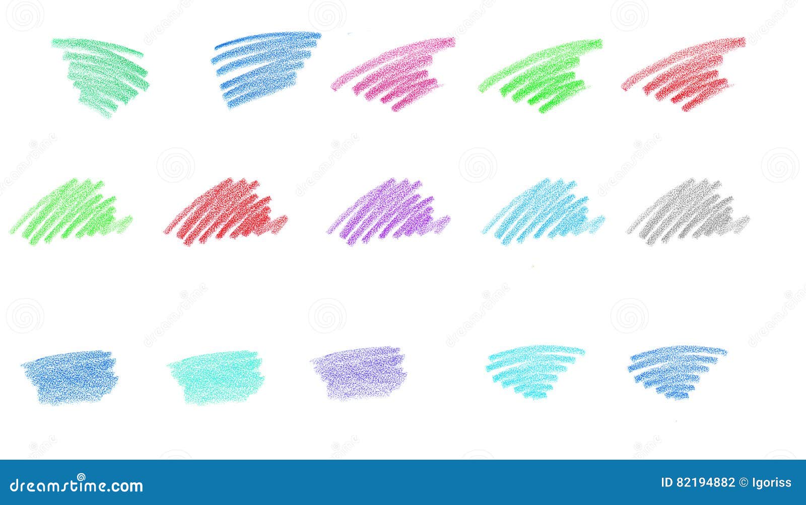Set of Color Pencil Strokes Stock Illustration - Illustration of ...