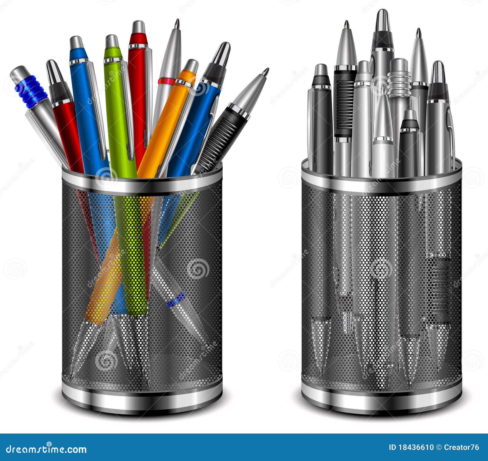 Set of Color Pens in Support Stock Vector - Illustration of color ...
