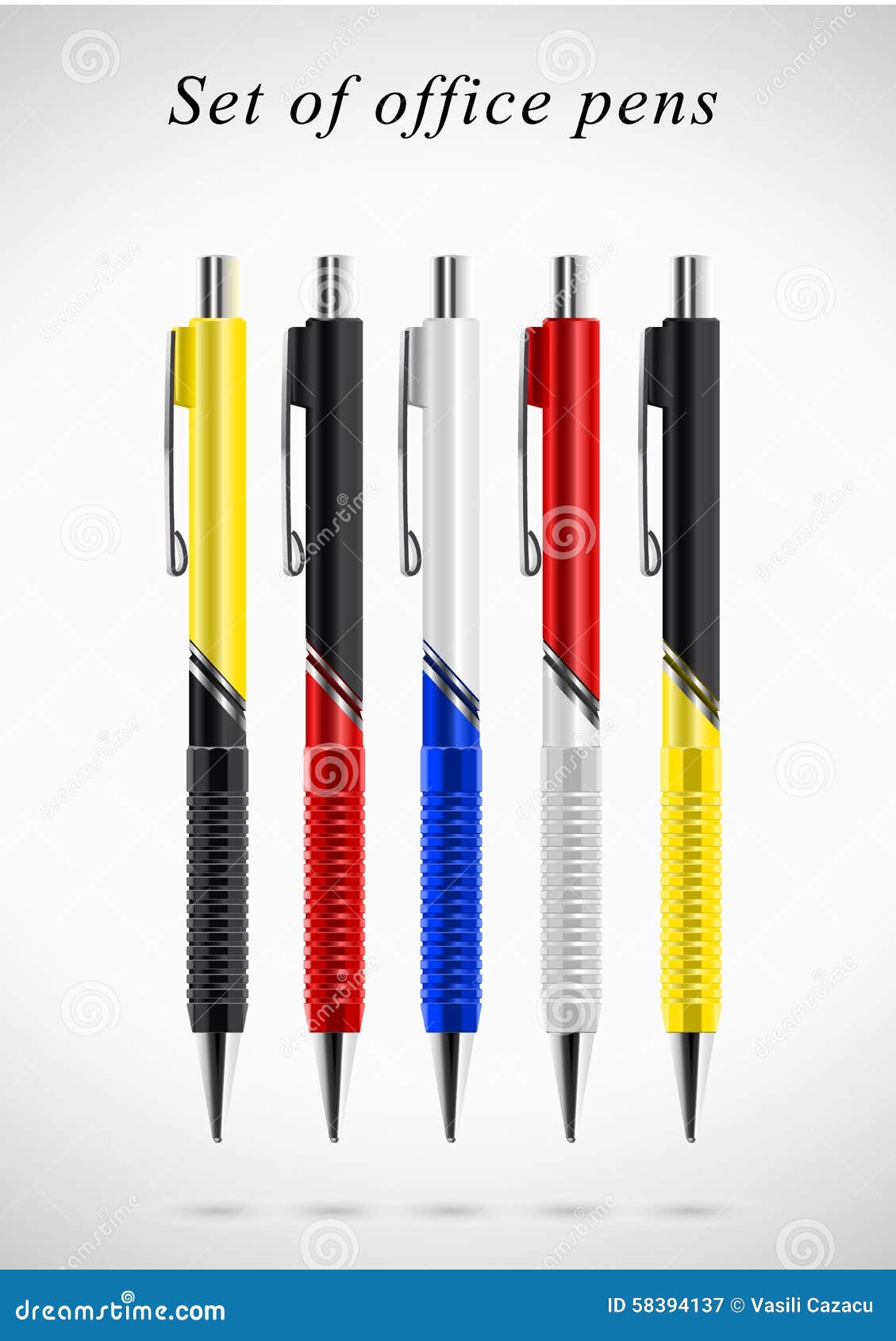 Set of color pens stock vector. Illustration of ball - 58394137