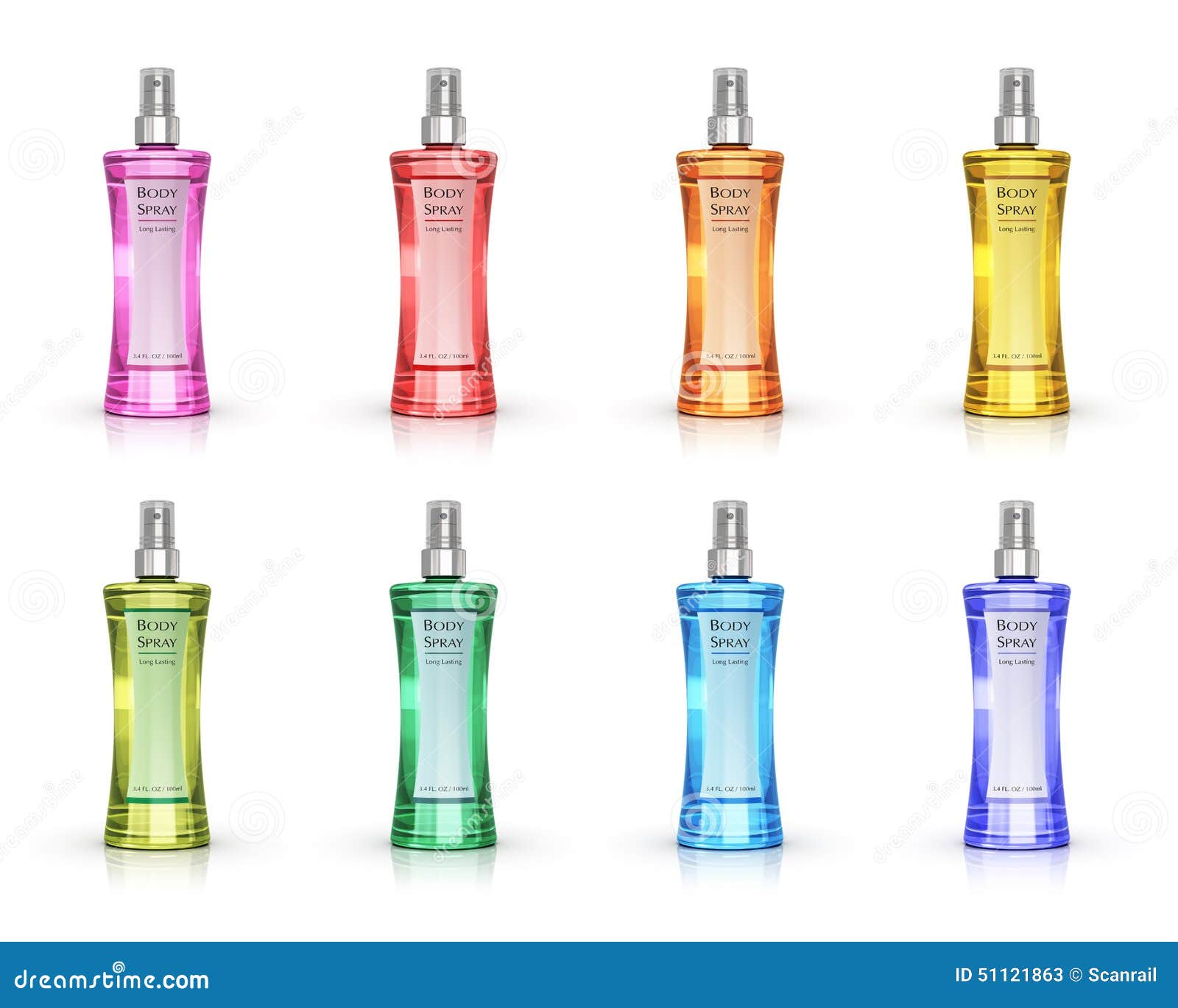 Set of Color Perfume Bottles Stock Illustration - Illustration of ...