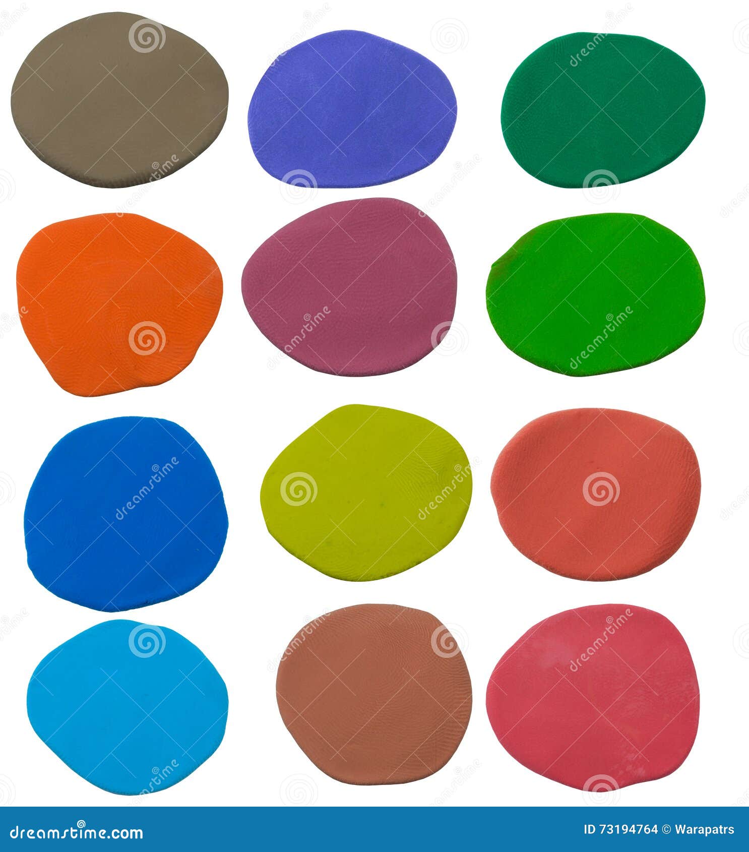 Set of 12 Color Plasticine Abstract Shape Texture on White Stock Photo ...