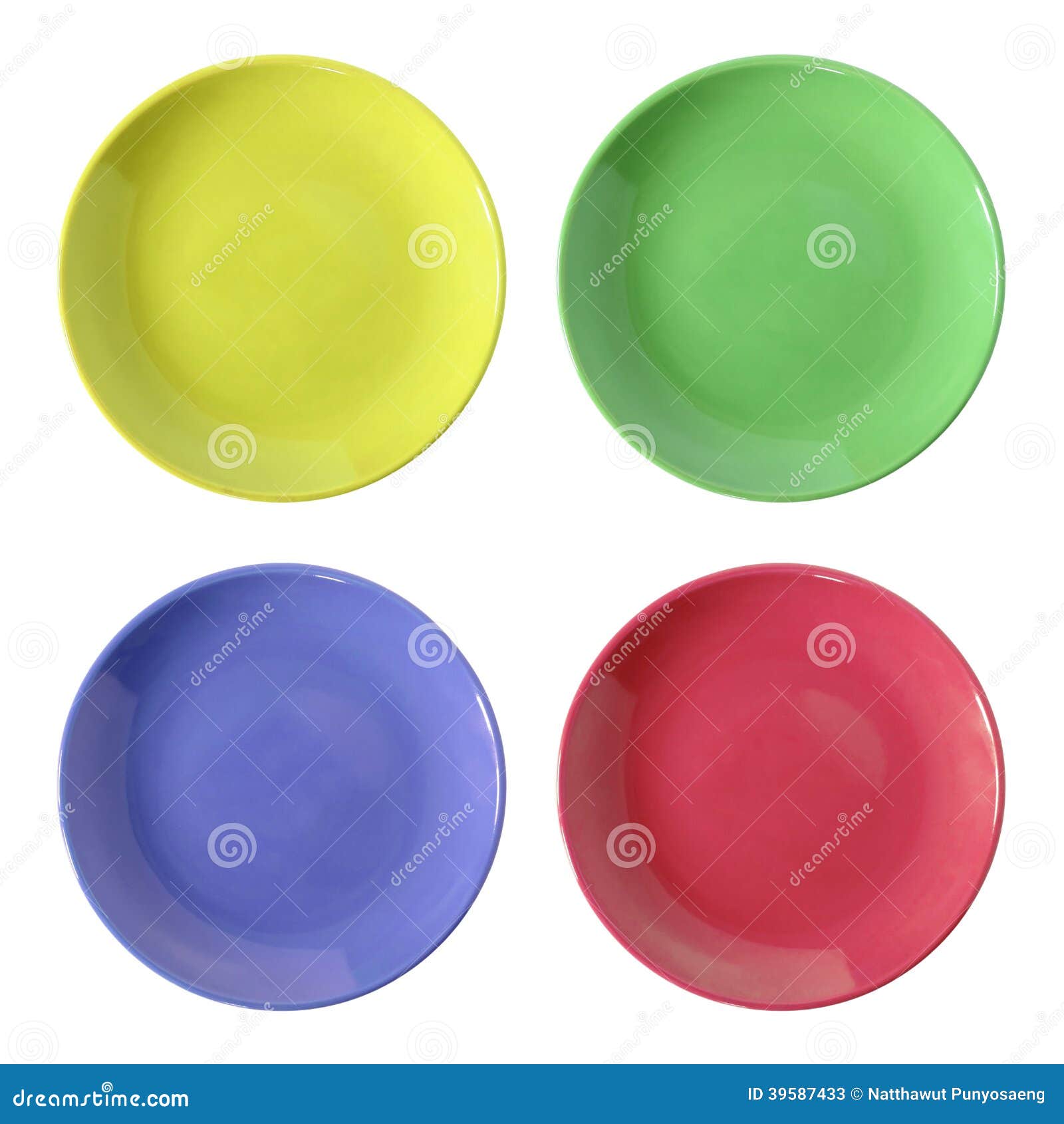 Set of Color Plate Isolated on White Stock Image - Image of empty ...