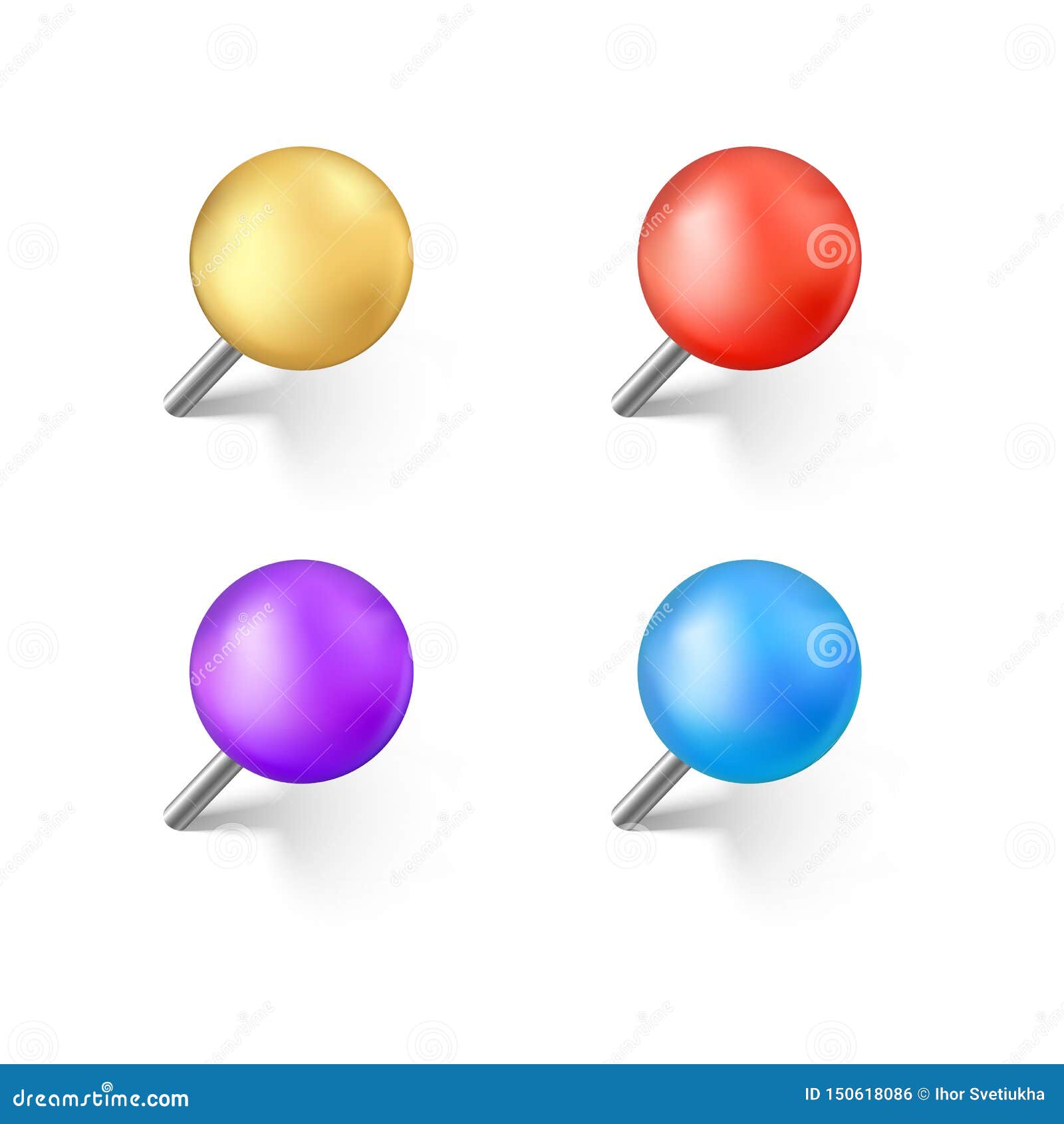 Set Of Color Push Pins With Shadow. Realistic Office Needle. Vector ... Set Of Color Push Pins With Shadow. Realistic Office Needle. Vector ...