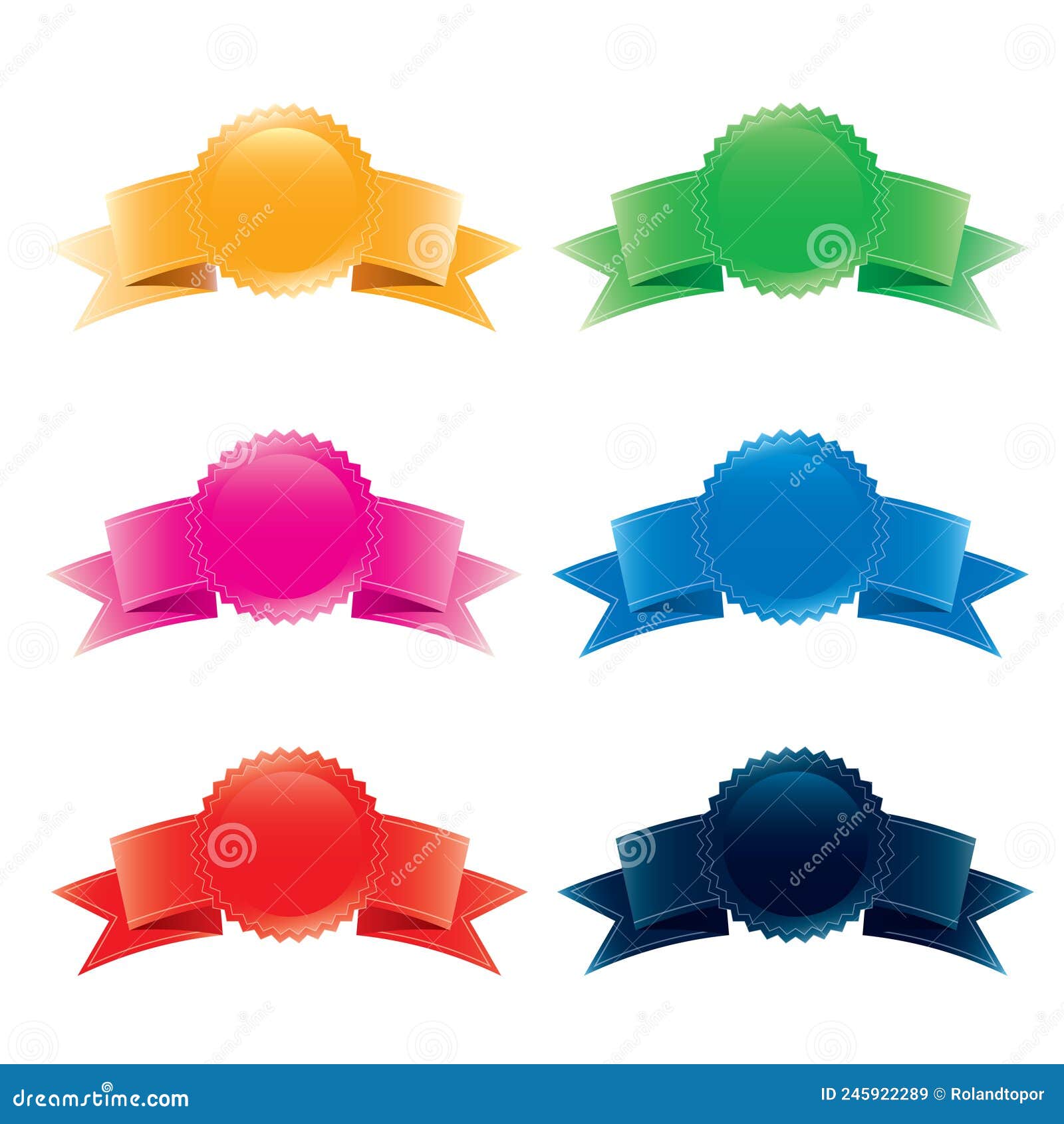 Set of colour ribbons stock vector. Illustration of rosette - 245922289