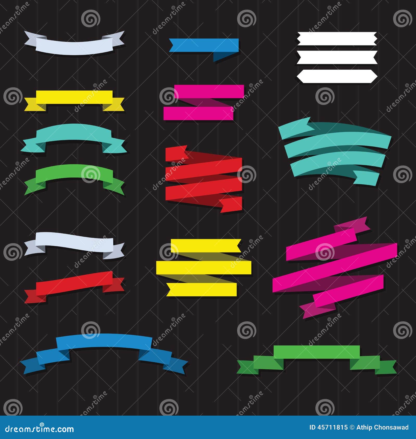 Set of Color Ribbons stock vector. Illustration of fashioned - 45711815