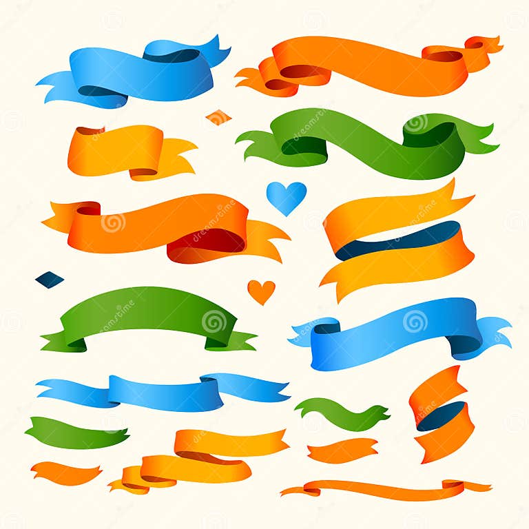 Set of Color Ribbons for Your Text Stock Vector - Illustration of ...