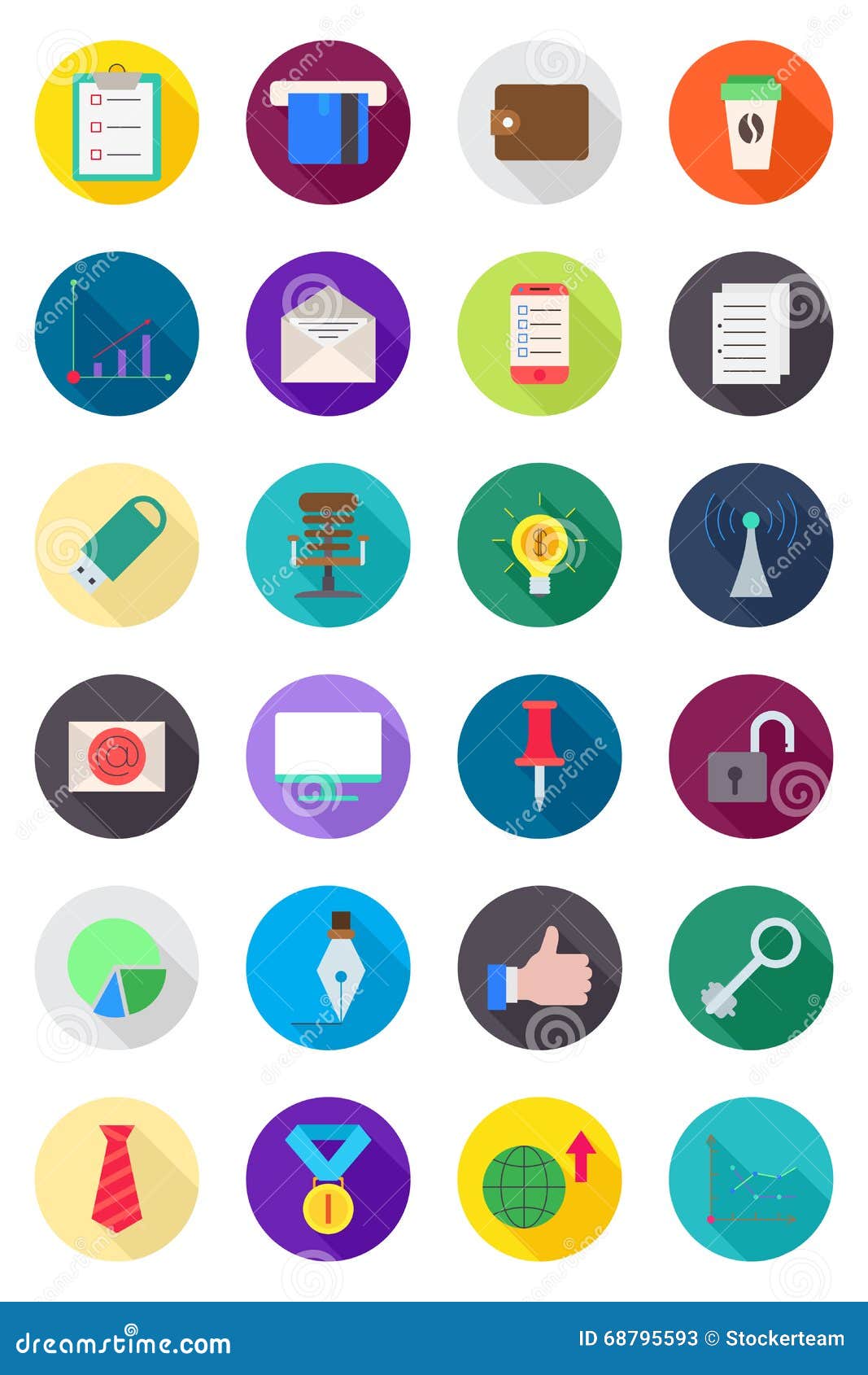 Set of Color Round Business Icons Stock Vector - Illustration of money ...