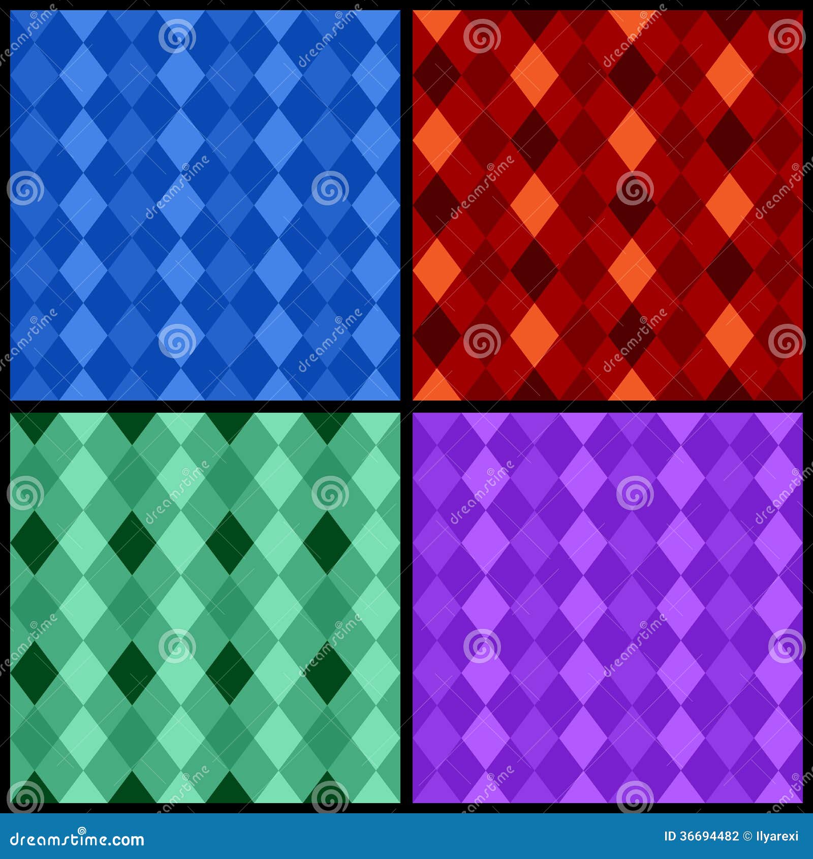 Set of Color Seamless Patterns with Rhombus Stock Vector - Illustration ...