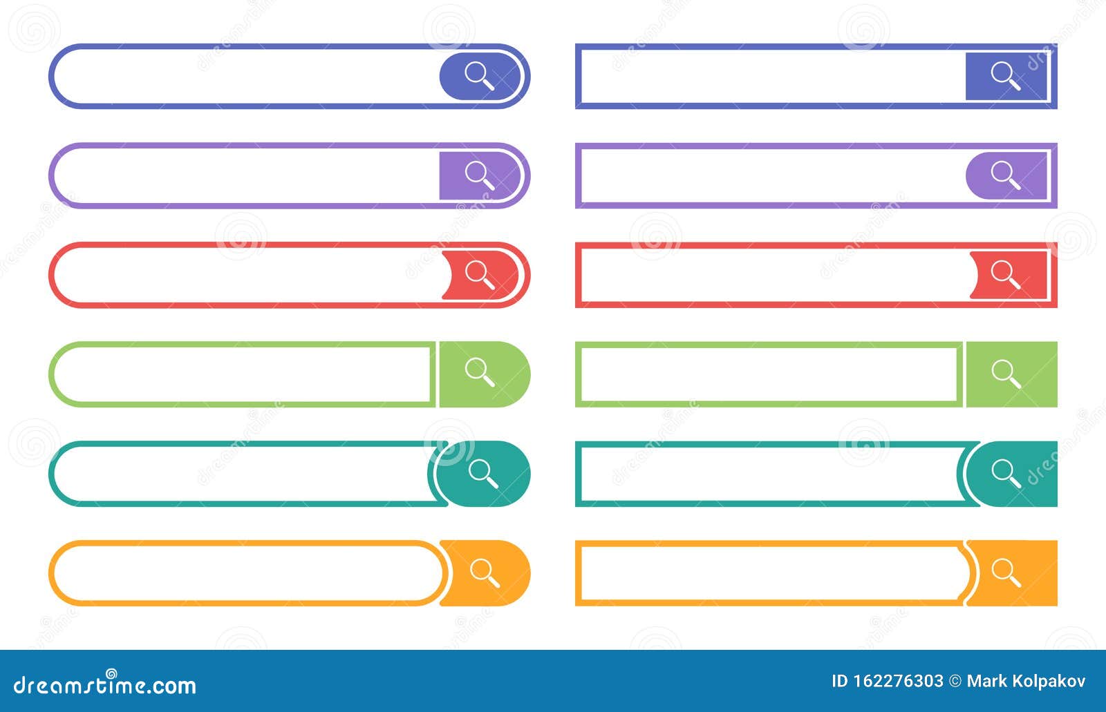 Set of Color Search Bars in Flat Style Stock Illustration ...