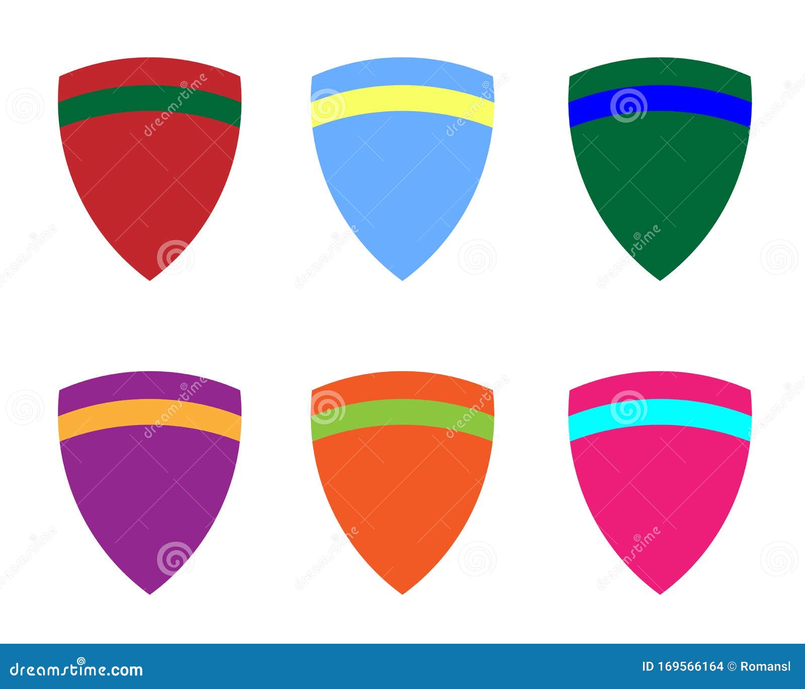 Set of Color Shields in 6 Different Shapes Stock Vector - Illustration ...