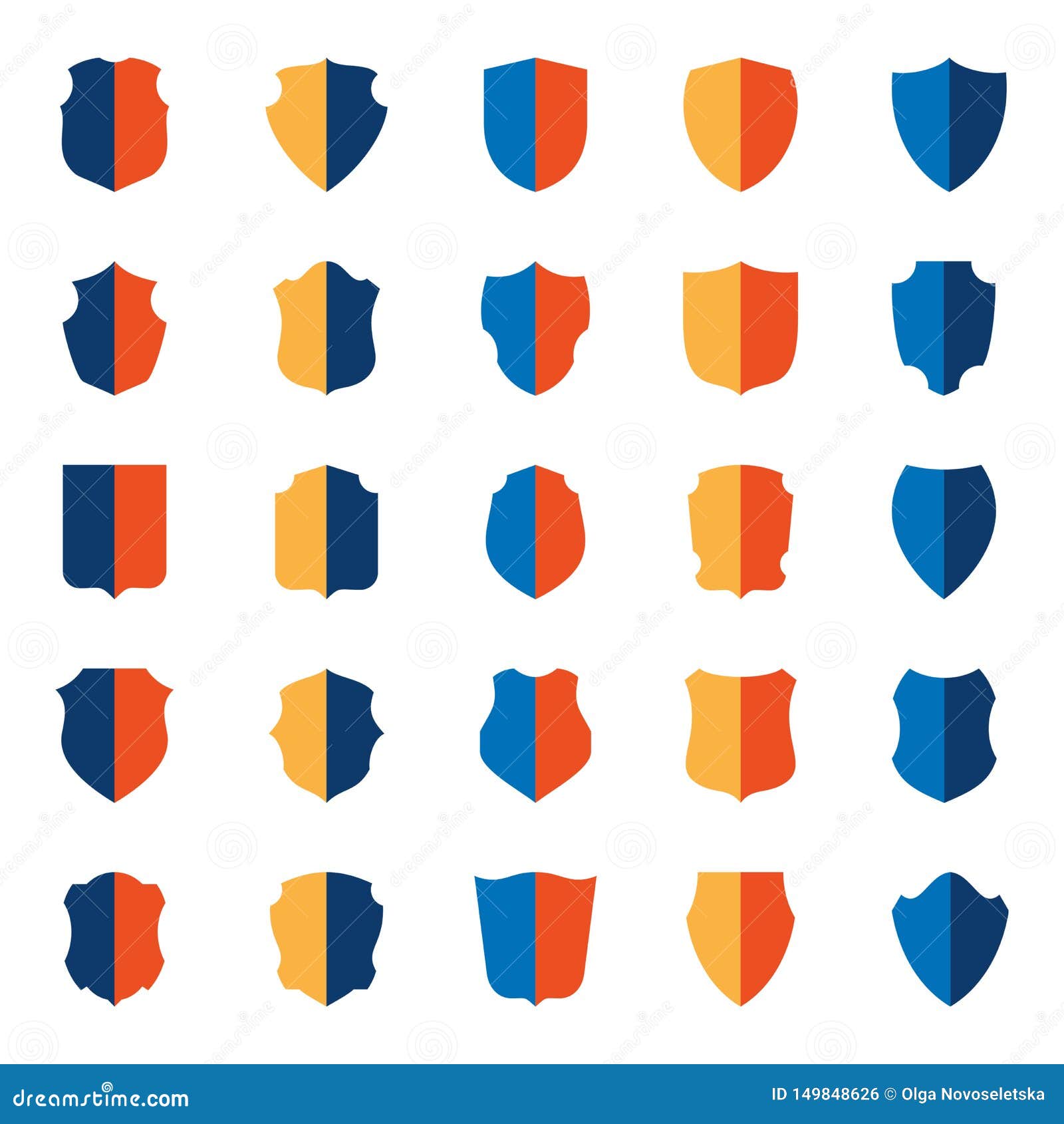 Set Of Color Shields Isolated On White Background. Stock Vector ...