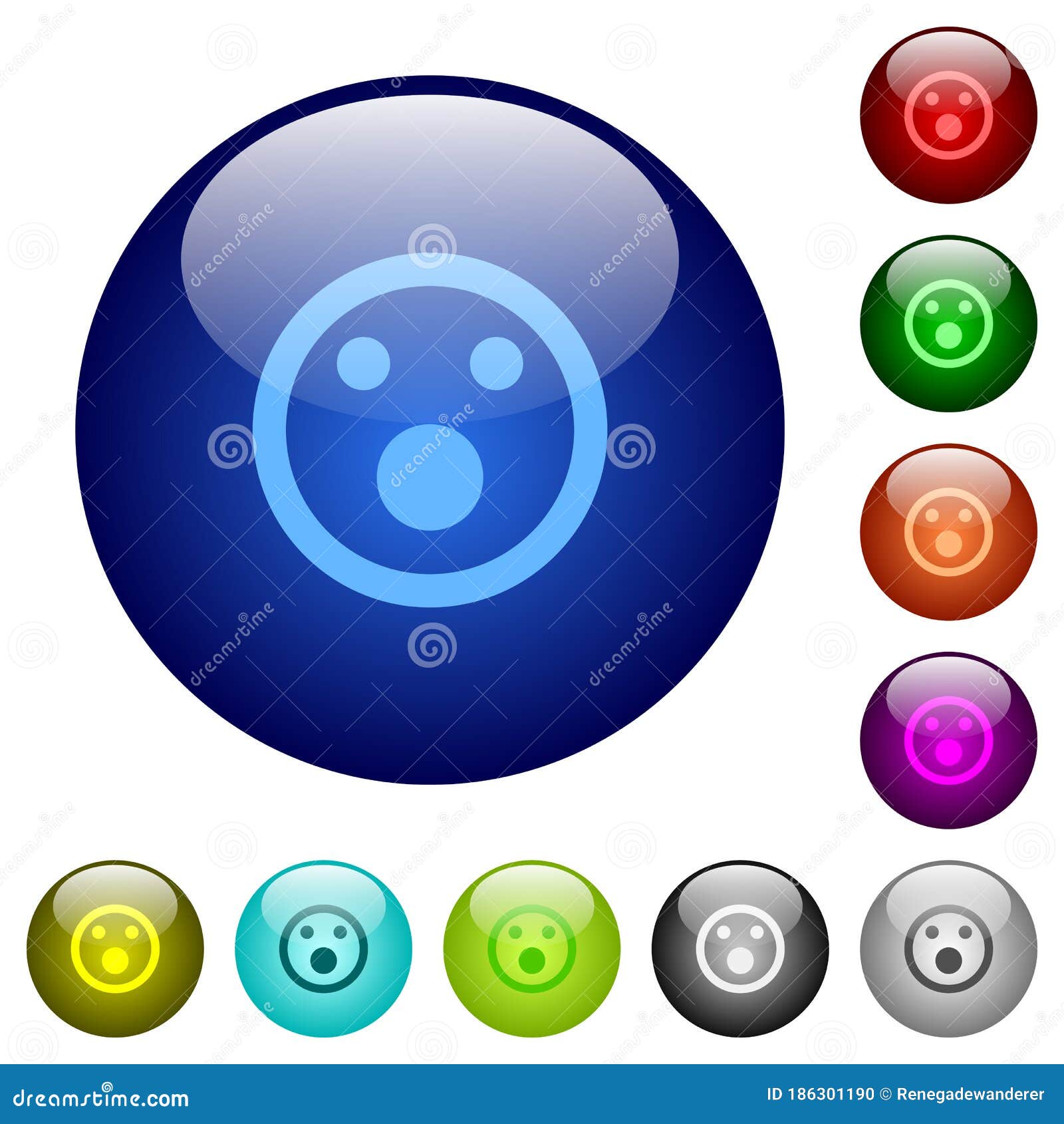 Color Shocked Emoticon Glass Buttons Stock Vector - Illustration of ...