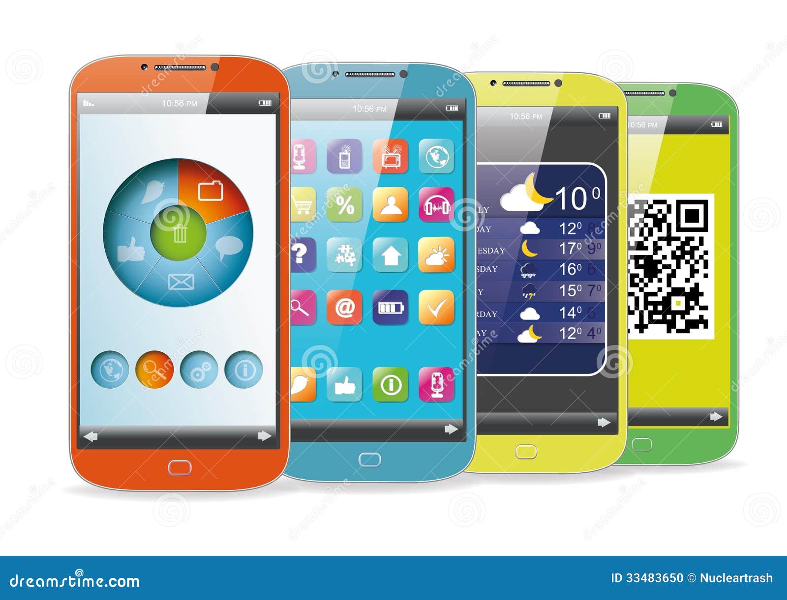 Set of the Color Smart Phones Stock Vector - Illustration of ...