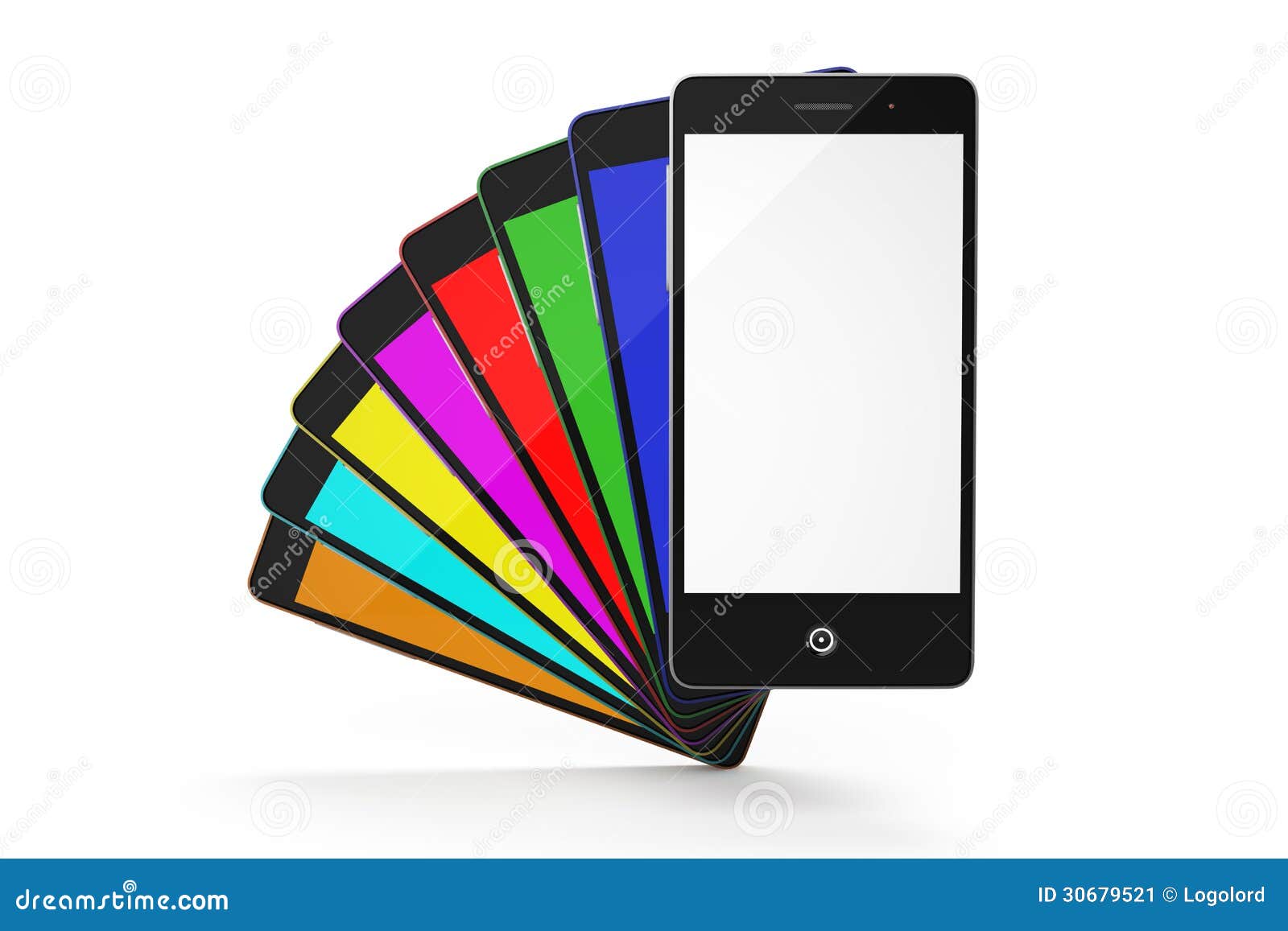 Set of Color Smartphones with a White Screen Stock Illustration ...