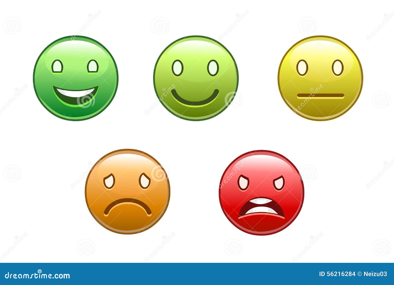 Set of Color Smiles with Different Expressions Stock Illustration ...