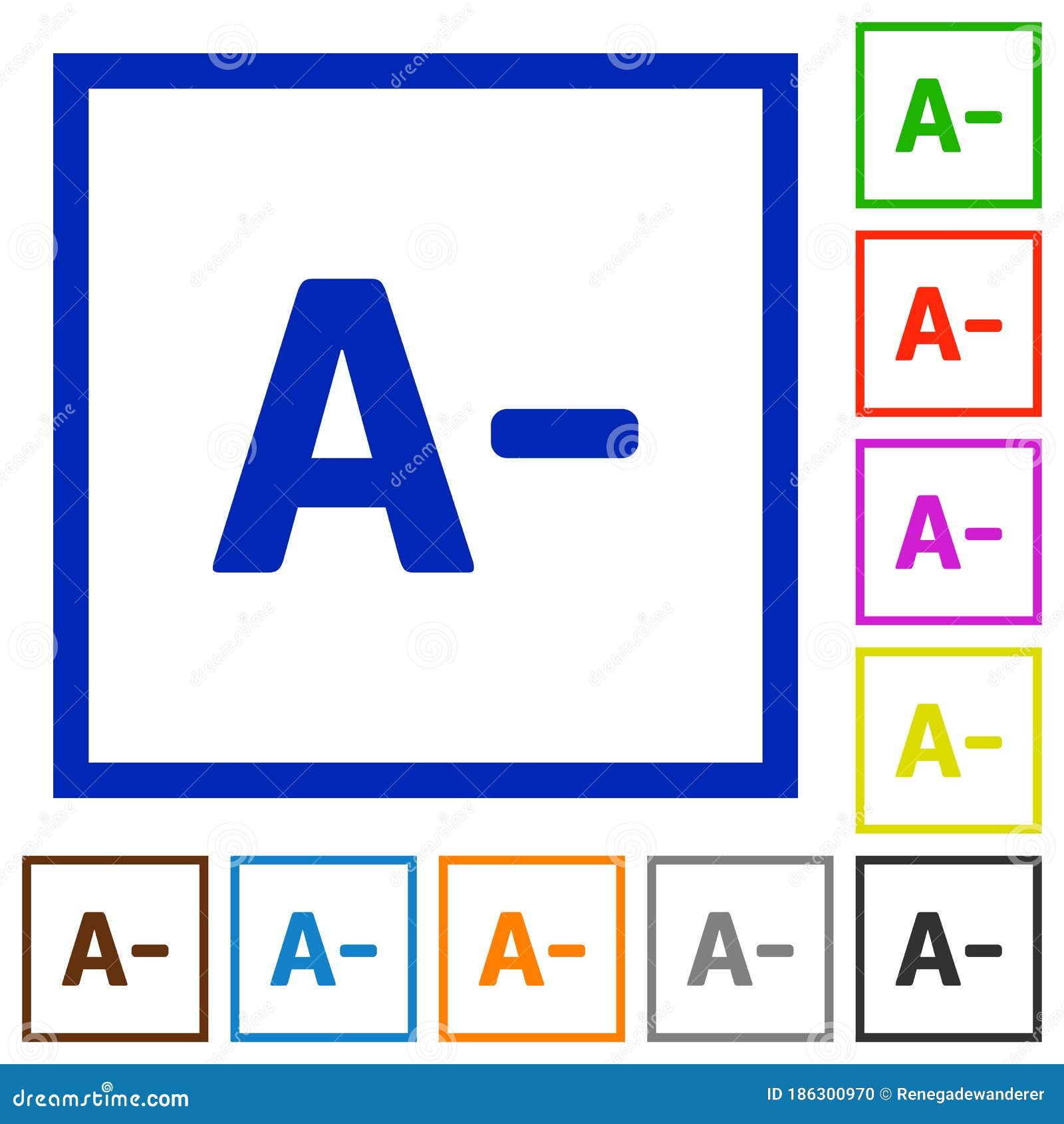 Decrease Font Size Framed Flat Icons Stock Vector - Illustration of ...