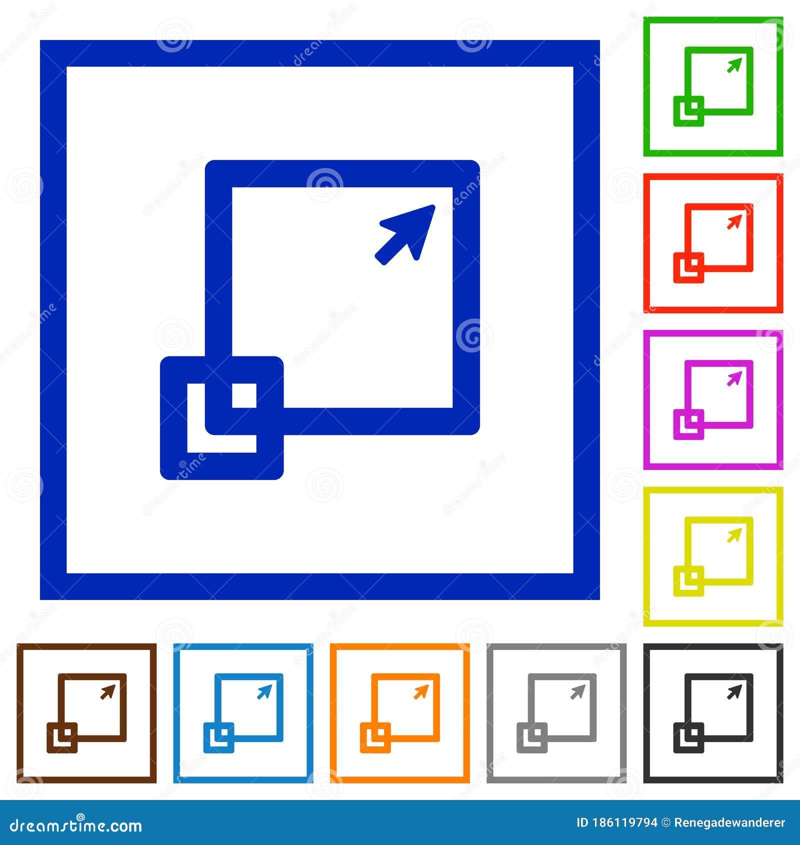 Set of Color Square Framed Maximize Window Icons Stock Vector ...