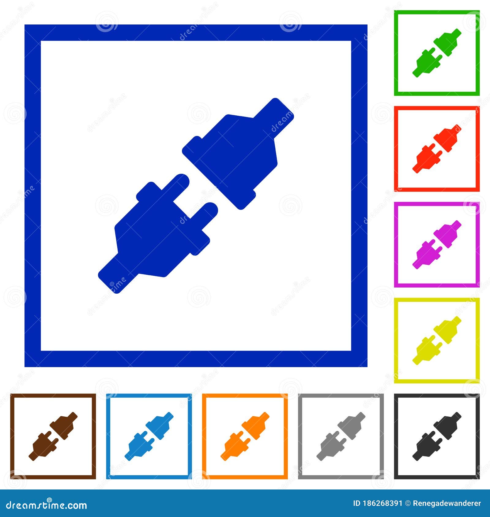 Power Connectors Framed Flat Icons Stock Vector - Illustration of gray ...