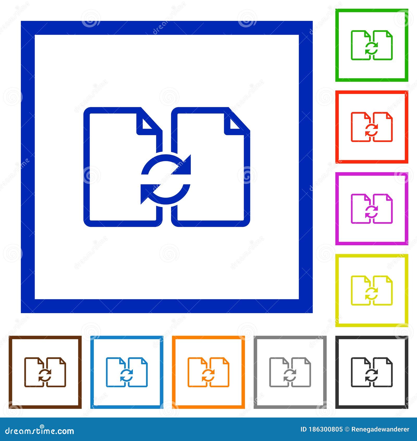 Swap Documents Framed Flat Icons Stock Vector - Illustration of pages ...