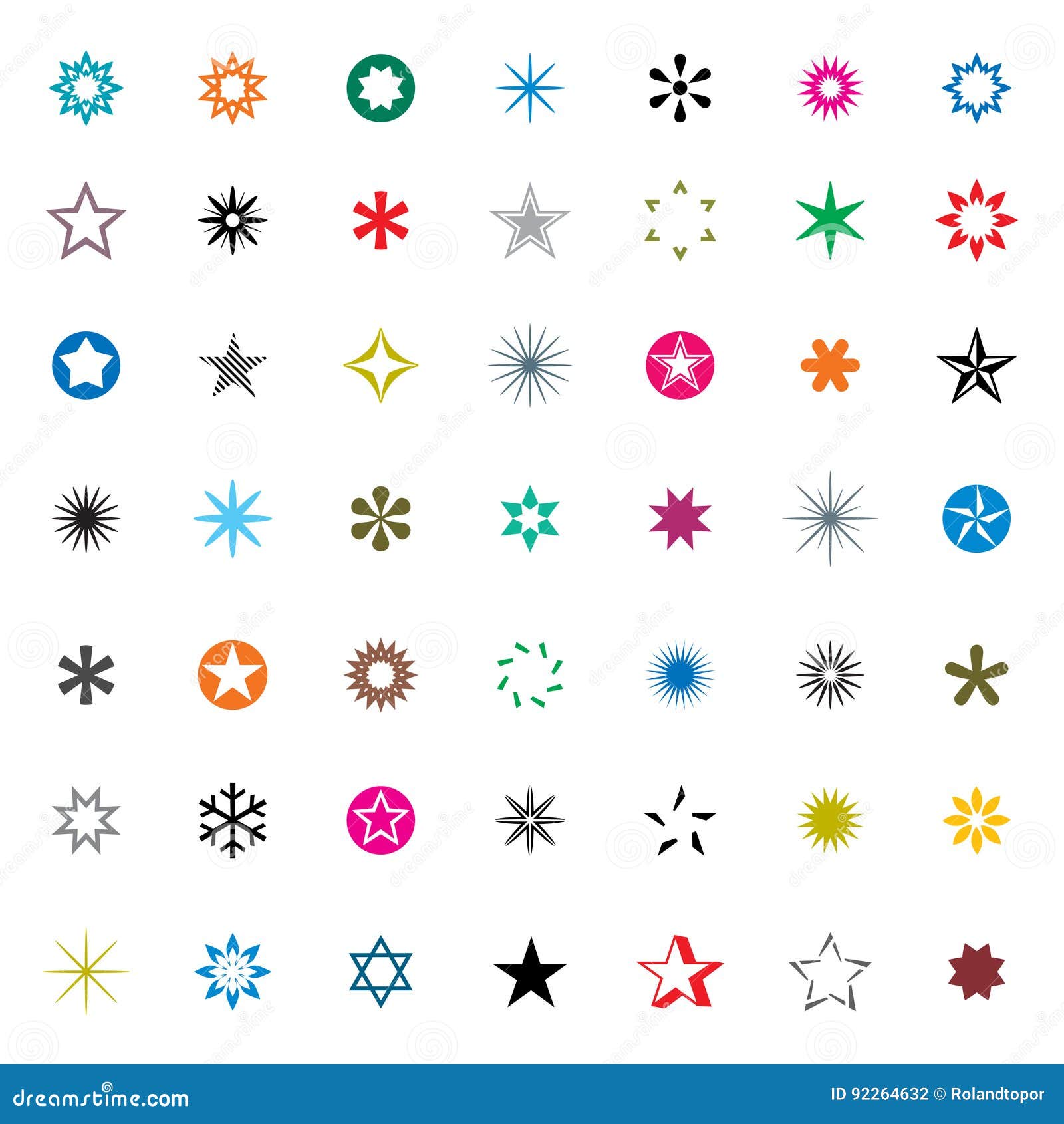 Set of Color Stars. Vector Illustration Stock Illustration ...