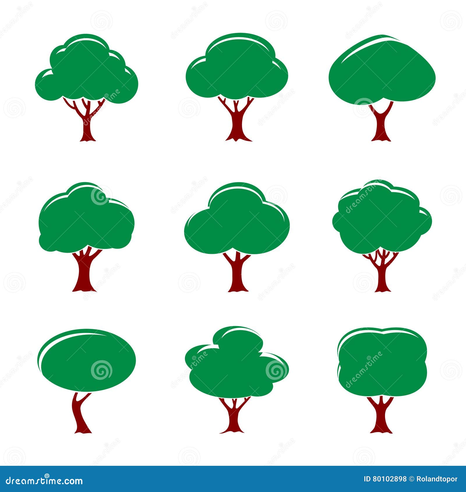 Set of Color Trees. Vector Illustration. Stock Illustration ...