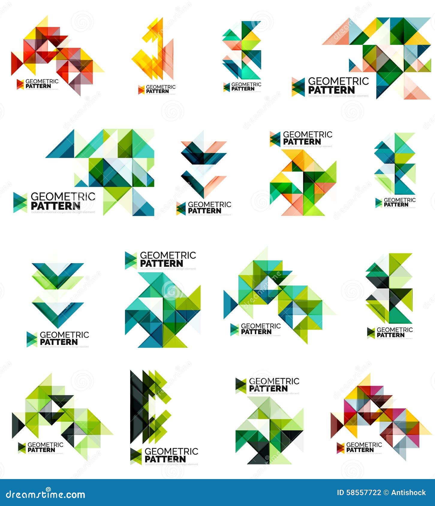 Set of Color Triangles Geometric Pattern Elements Stock Vector ...