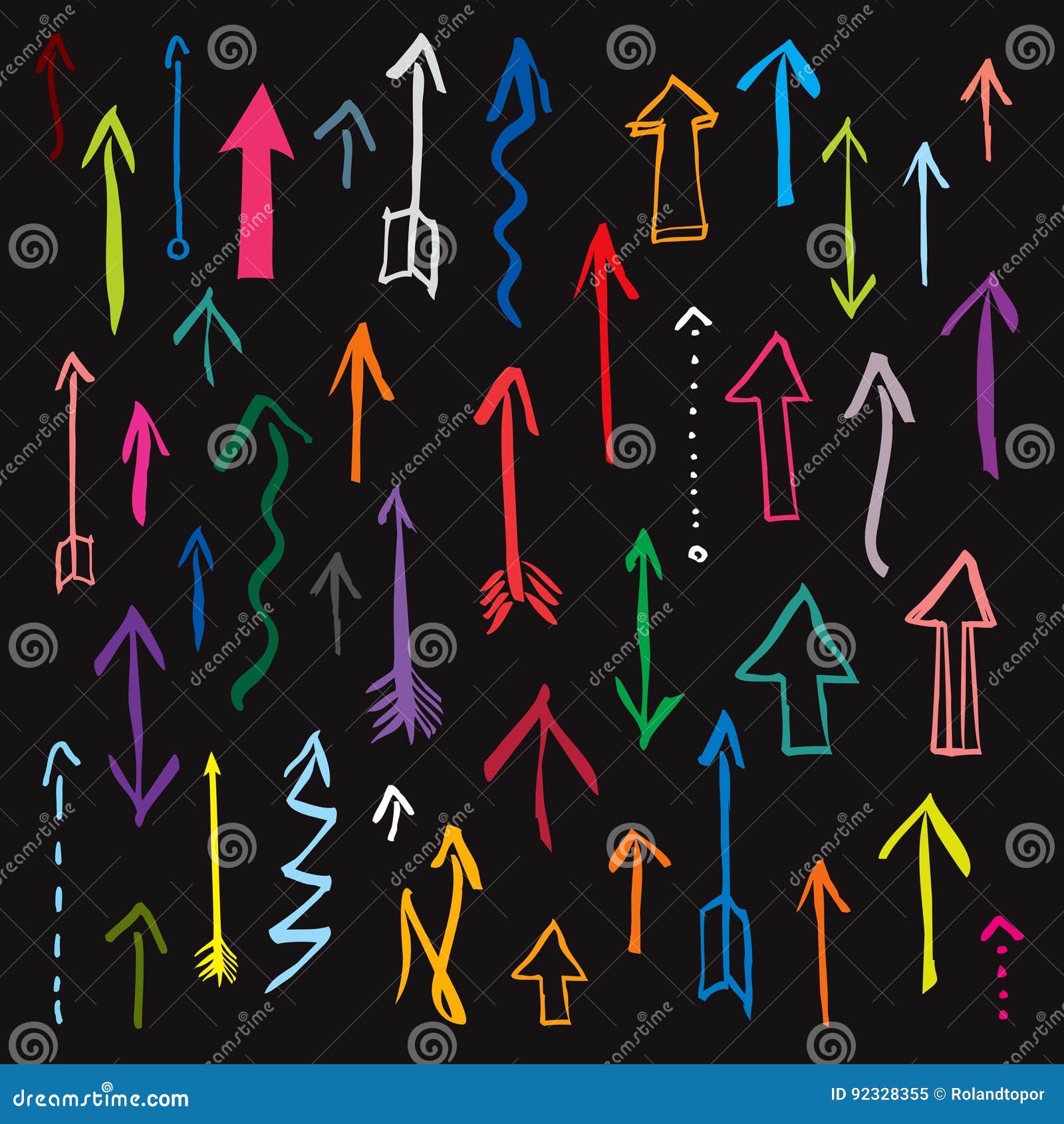 Set of color vector arrows stock vector. Illustration of curly - 92328355