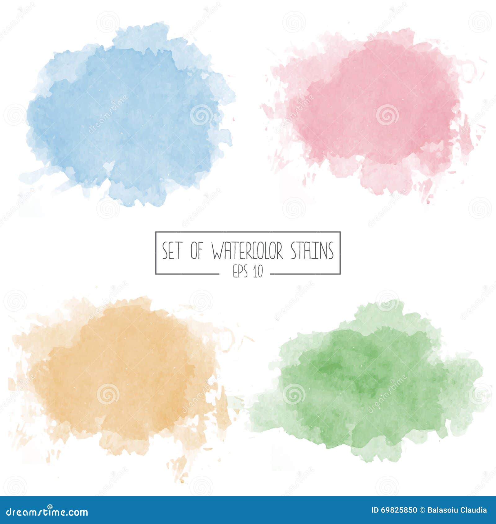 Set of Color Vector Watercolor Stains Stock Vector - Illustration of ...