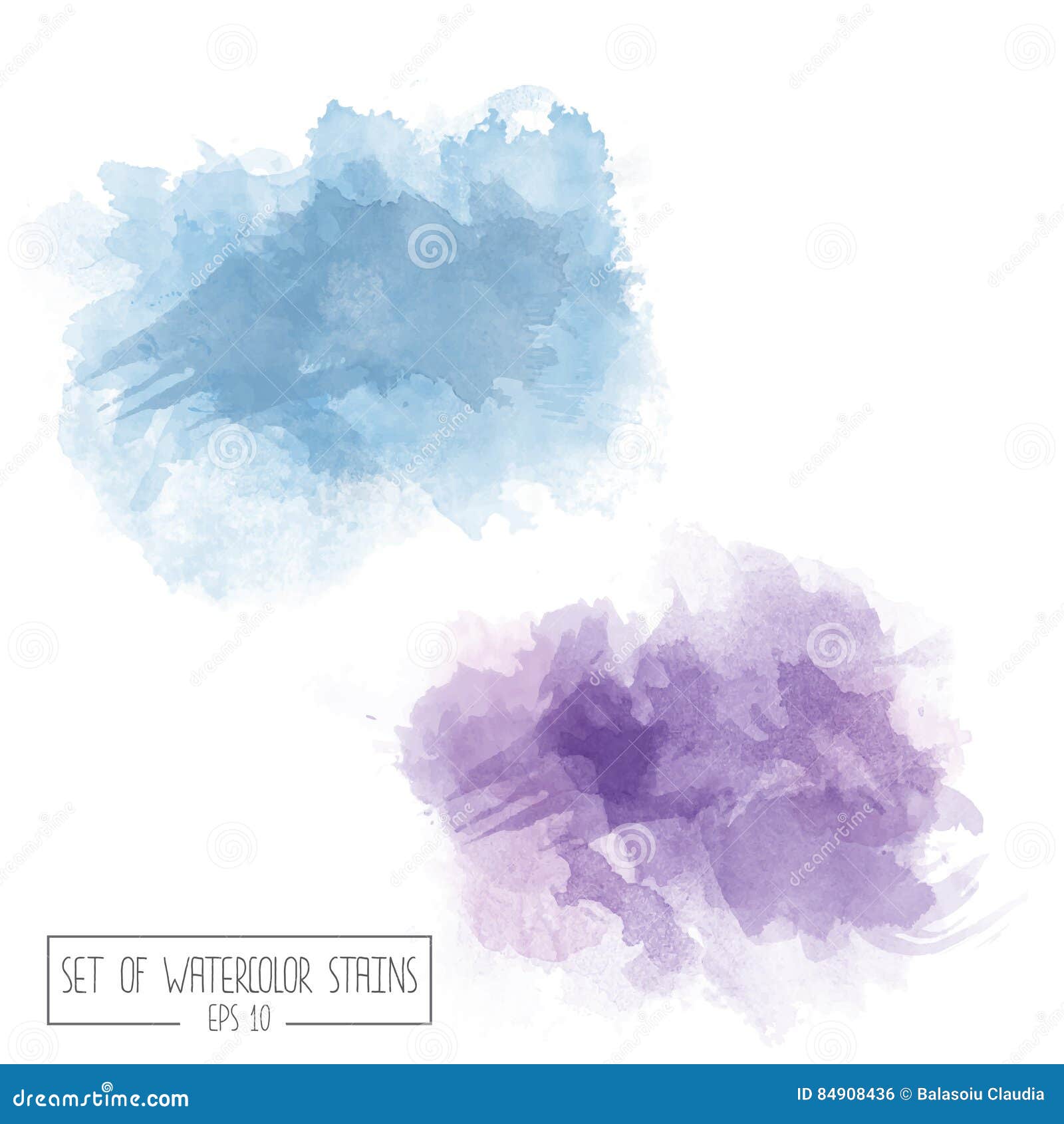 Set of Color Vector Watercolor Stains Stock Vector - Illustration of ...