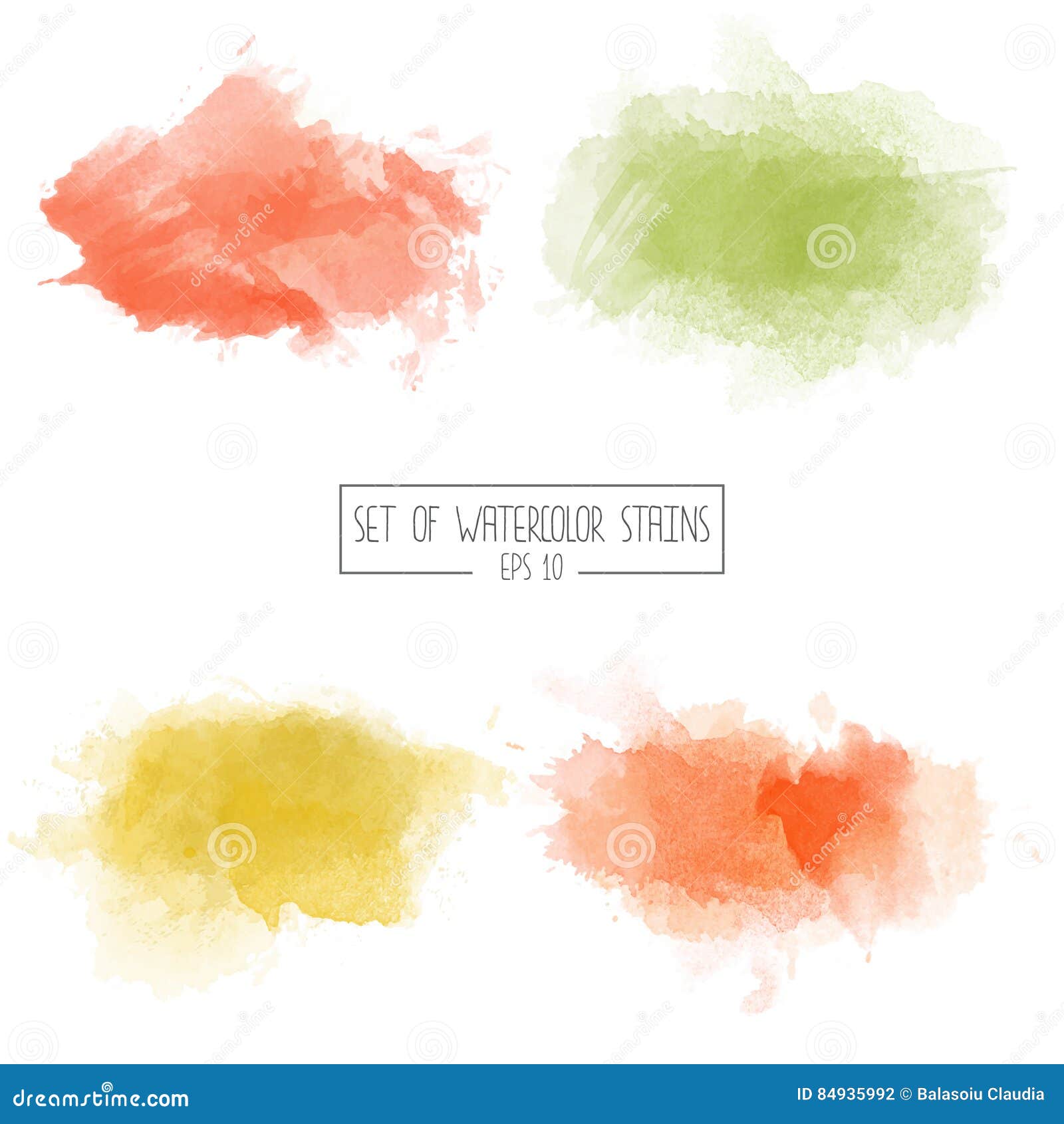 Set of Color Watercolor Stains Stock Illustration - Illustration of ...