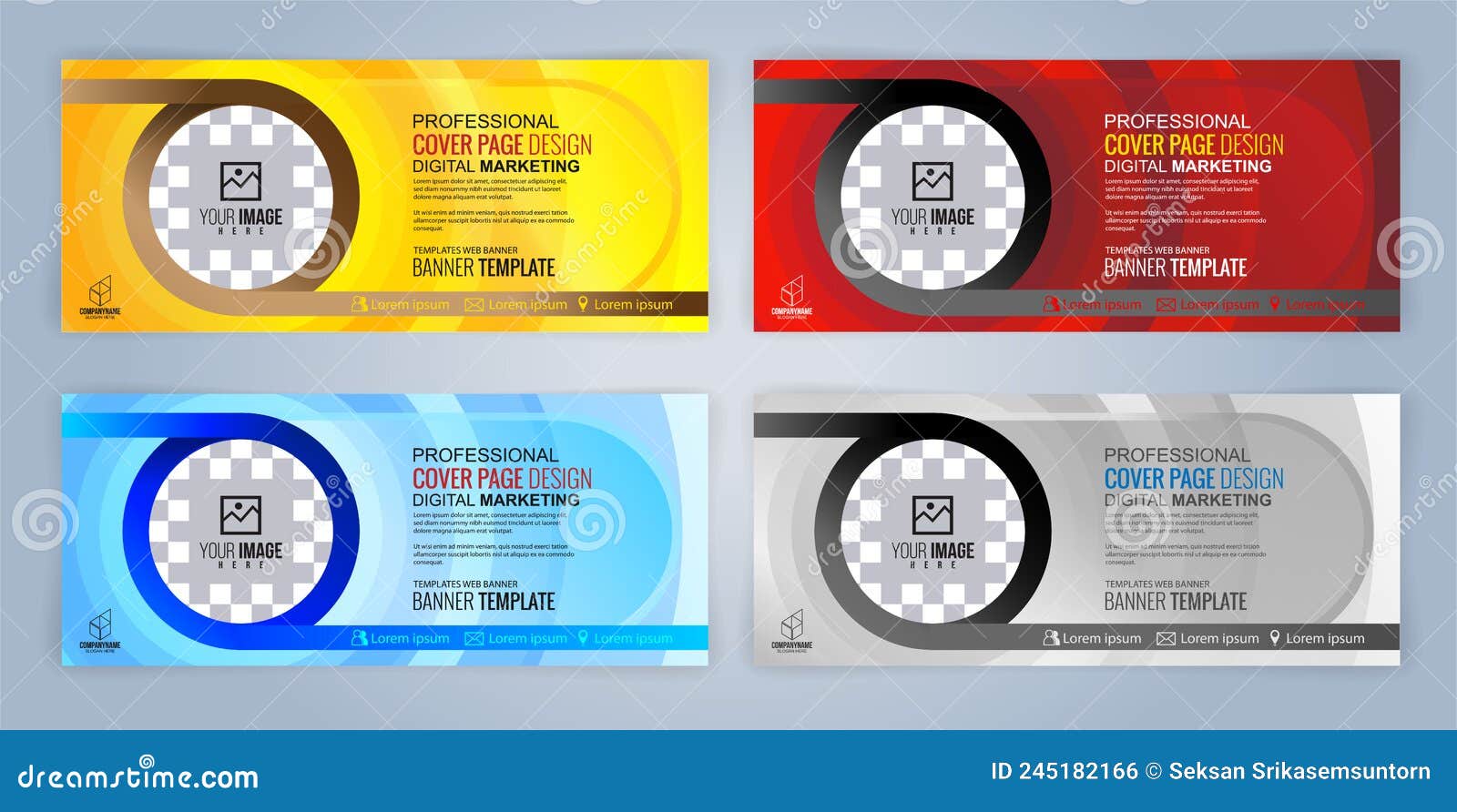 Set of 4 Color Web Banners Templates Stock Vector - Illustration of ...