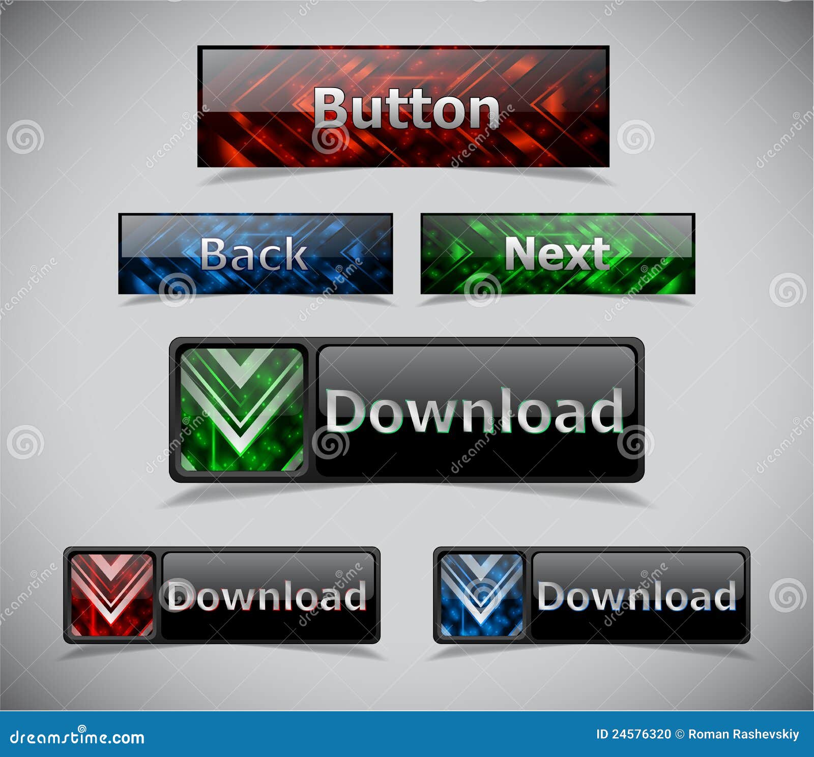 Set of color web buttons stock vector. Illustration of round - 24576320