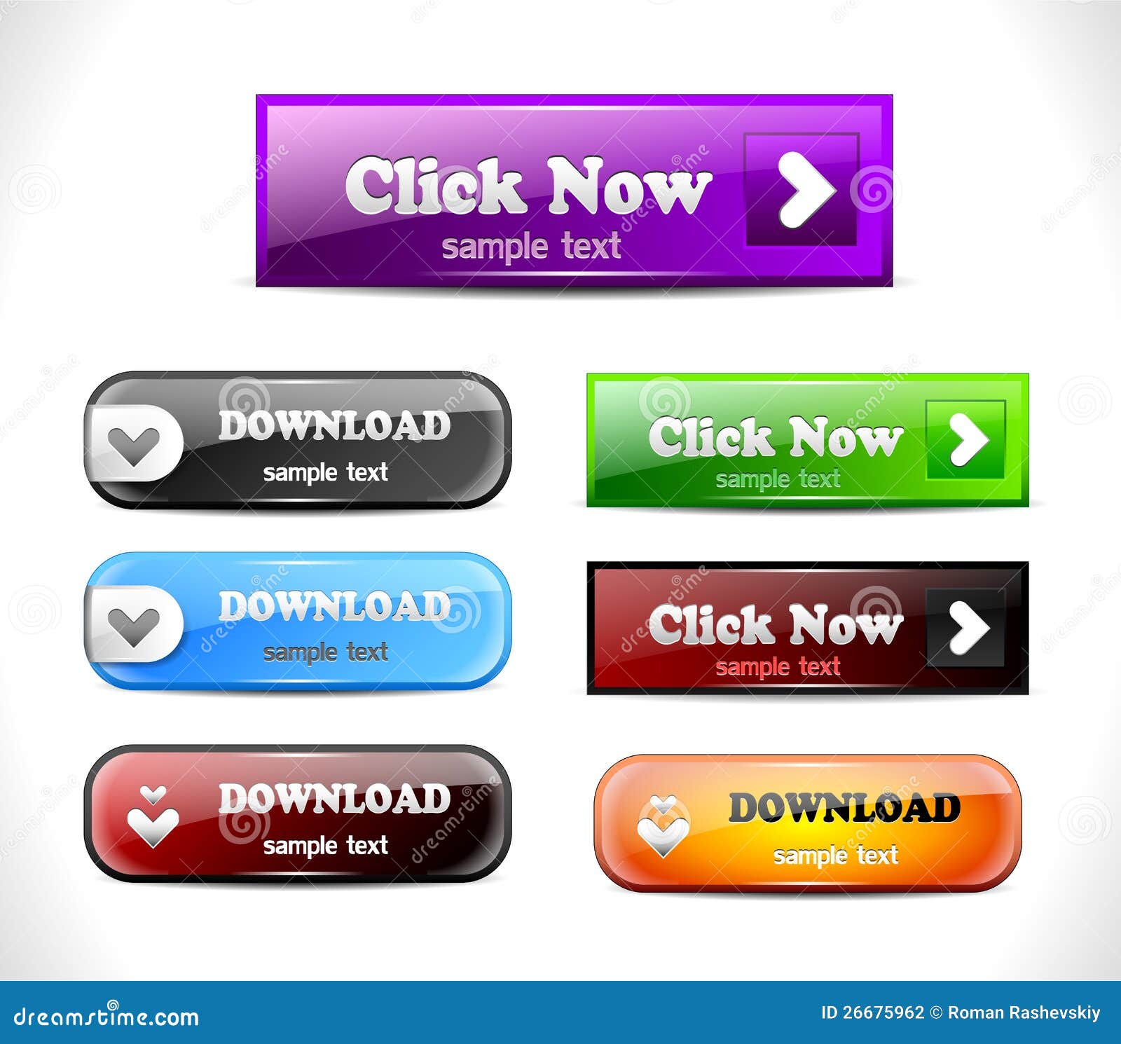 Set of color web buttons stock vector. Illustration of eps10 - 26675962