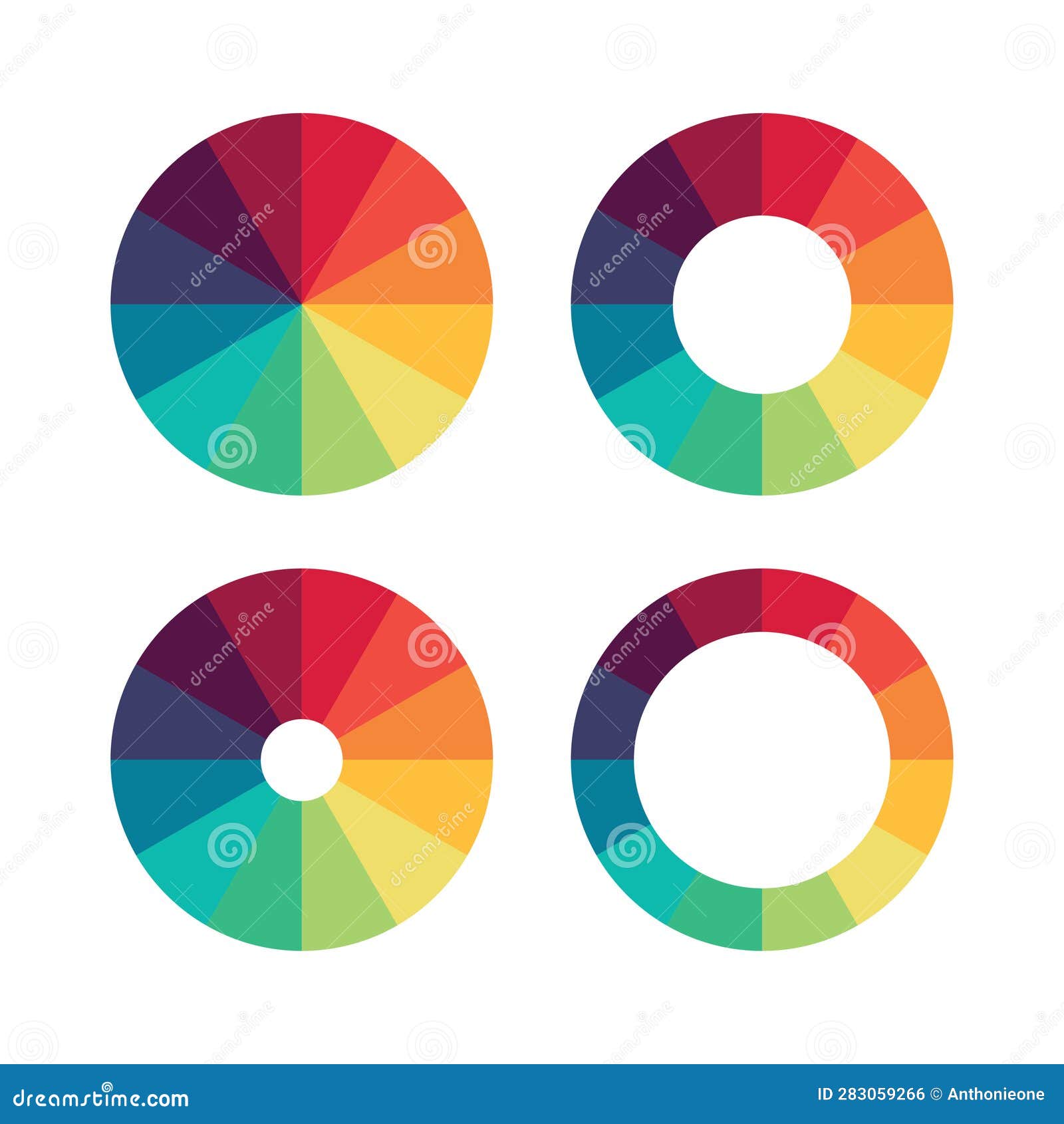 Set of Color Wheel or Color Circle Picker Flat Vector Illustration ...