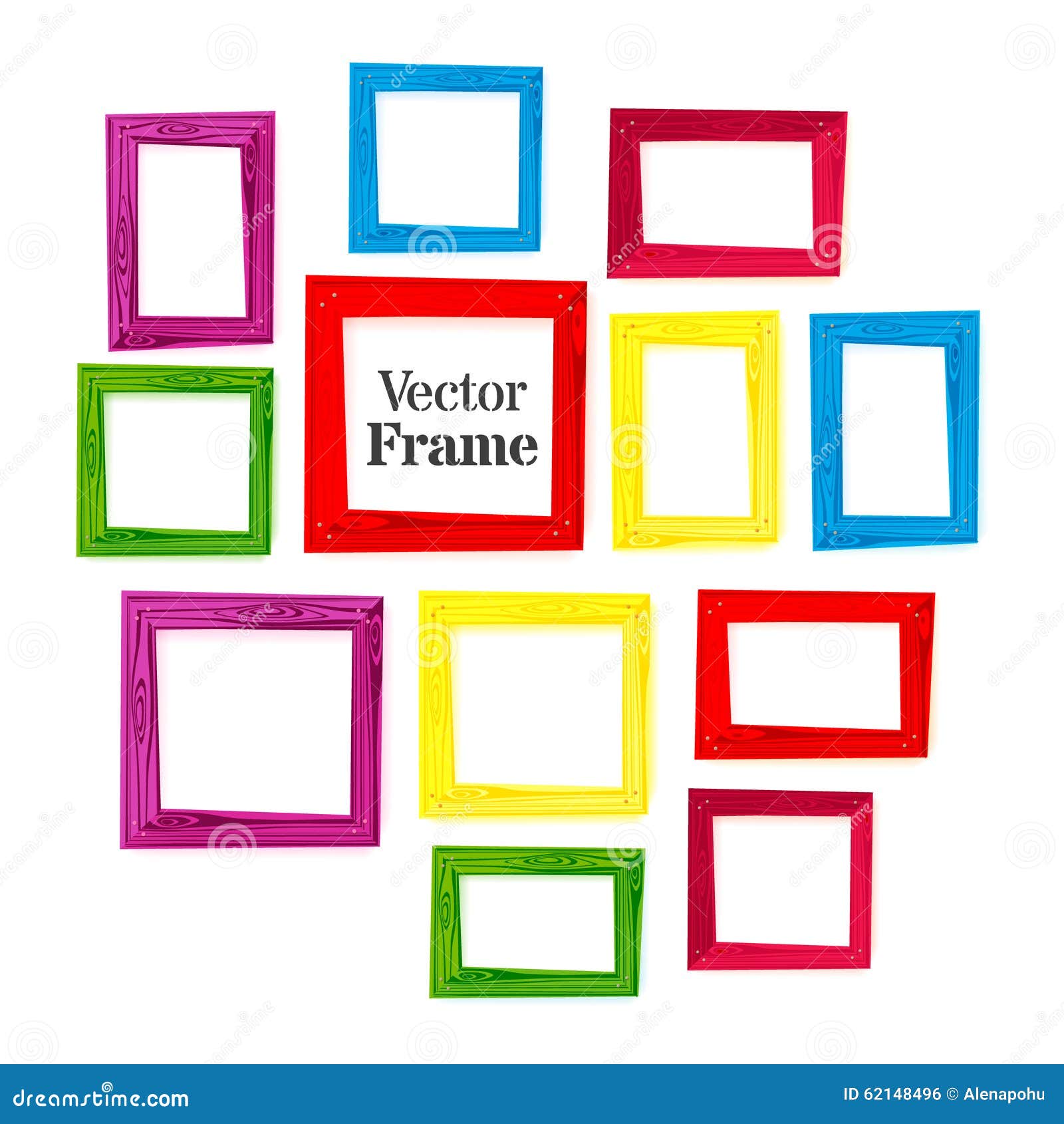 Set of Color Wooden Frames on White Background Stock Vector ...