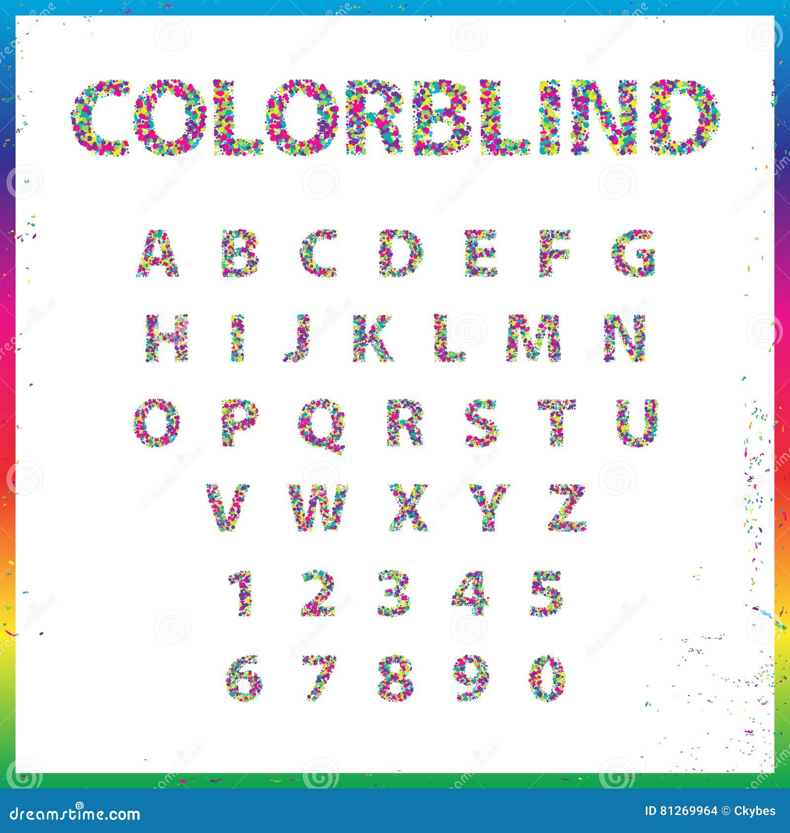 Set of Colorblind Style Font in Vector. Fresh Trendy Colors Stock ...