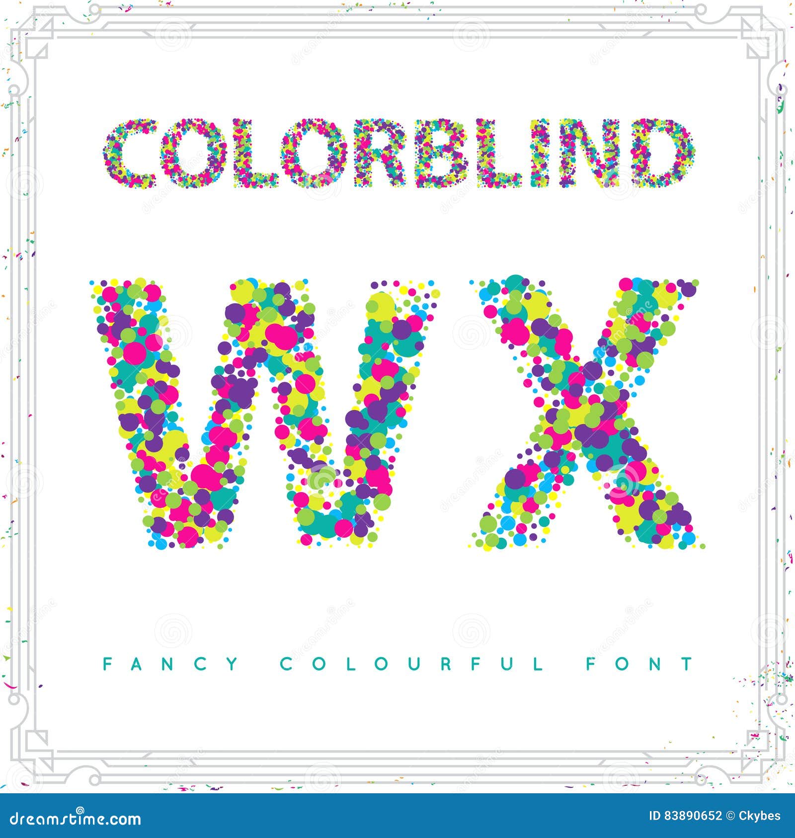 Set of Colorblind Style Font in Vector. Fresh Trendy Colors Stock ...