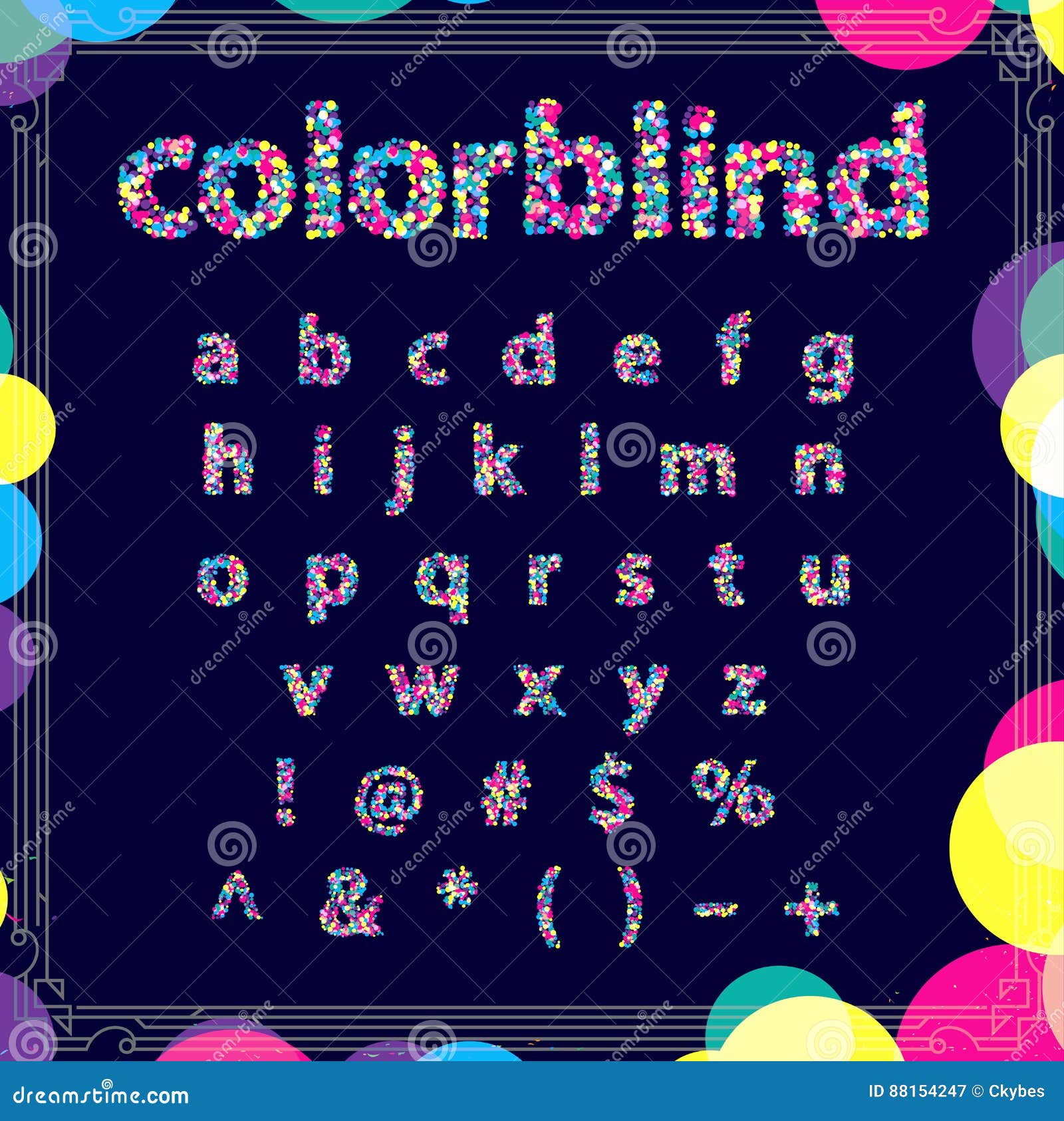 Set of Colorblind Style Font in Vector. Fresh Trendy Colors Stock ...