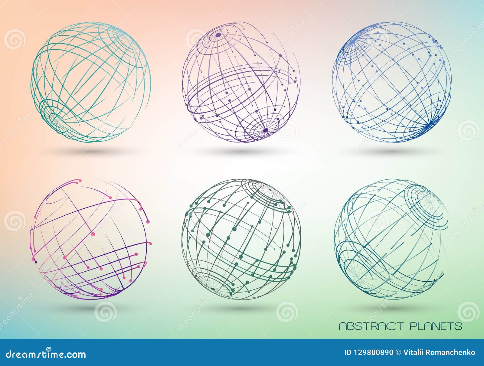 Set of Colored Abstract Images of Planets. Frame Geometric Shapes from ...