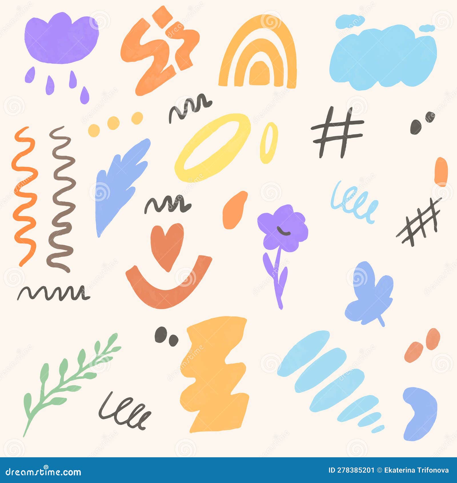 Set of Colored Abstract Vector Shapes, Non-uniform Color Stock Vector ...