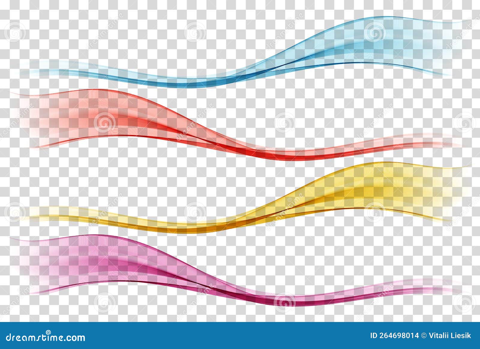 Set of Colored Abstract Wave Design Elements, Abstract Flow of Wavy ...