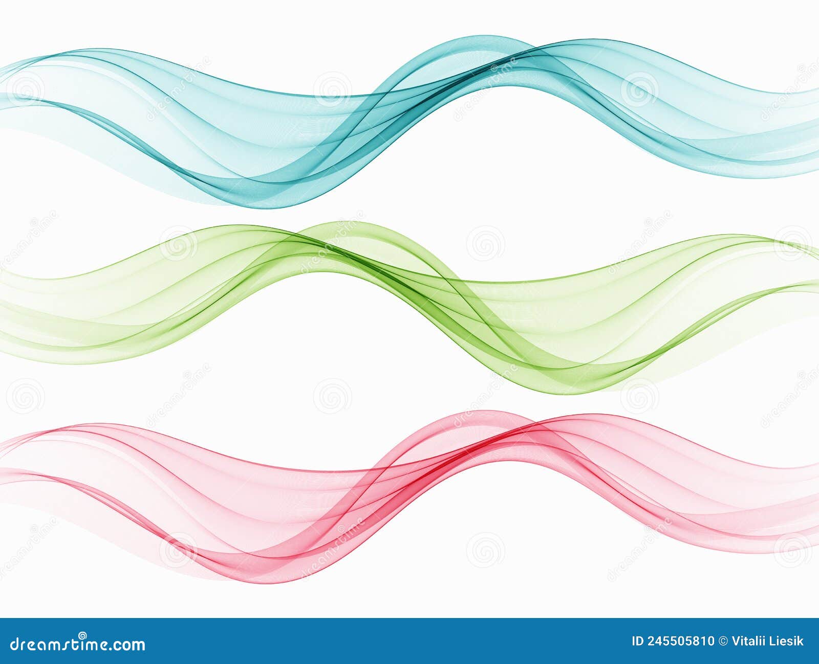 Set of Colored Abstract Waves. Abstract Vector Flow of Wavy Lines ...
