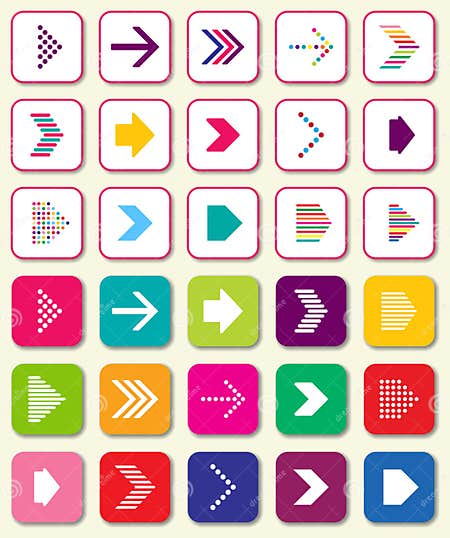 Set of colored arrow stock vector. Illustration of turning - 32505793