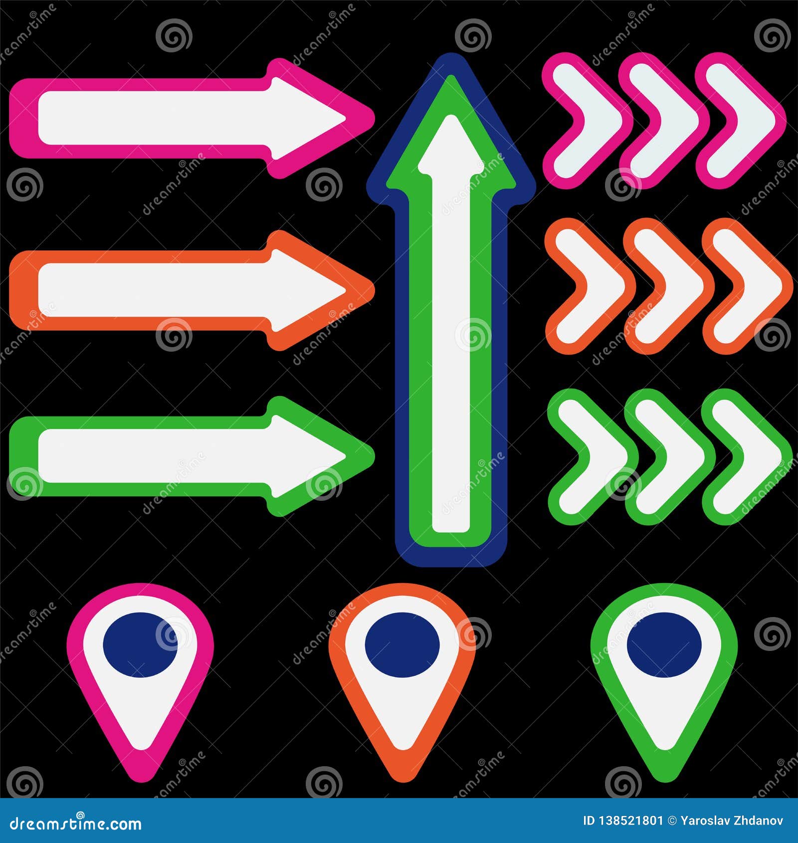 Set of Colored Arrows and Pointers Stock Vector - Illustration of ...