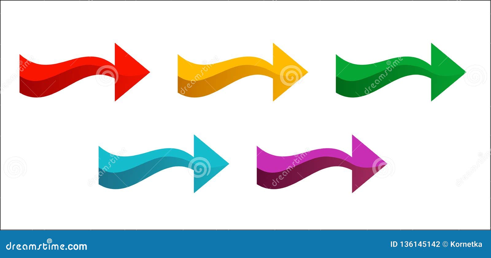 Set of Colored Arrows Pointing Right. New Bright Paper Arrows Fo Stock ...