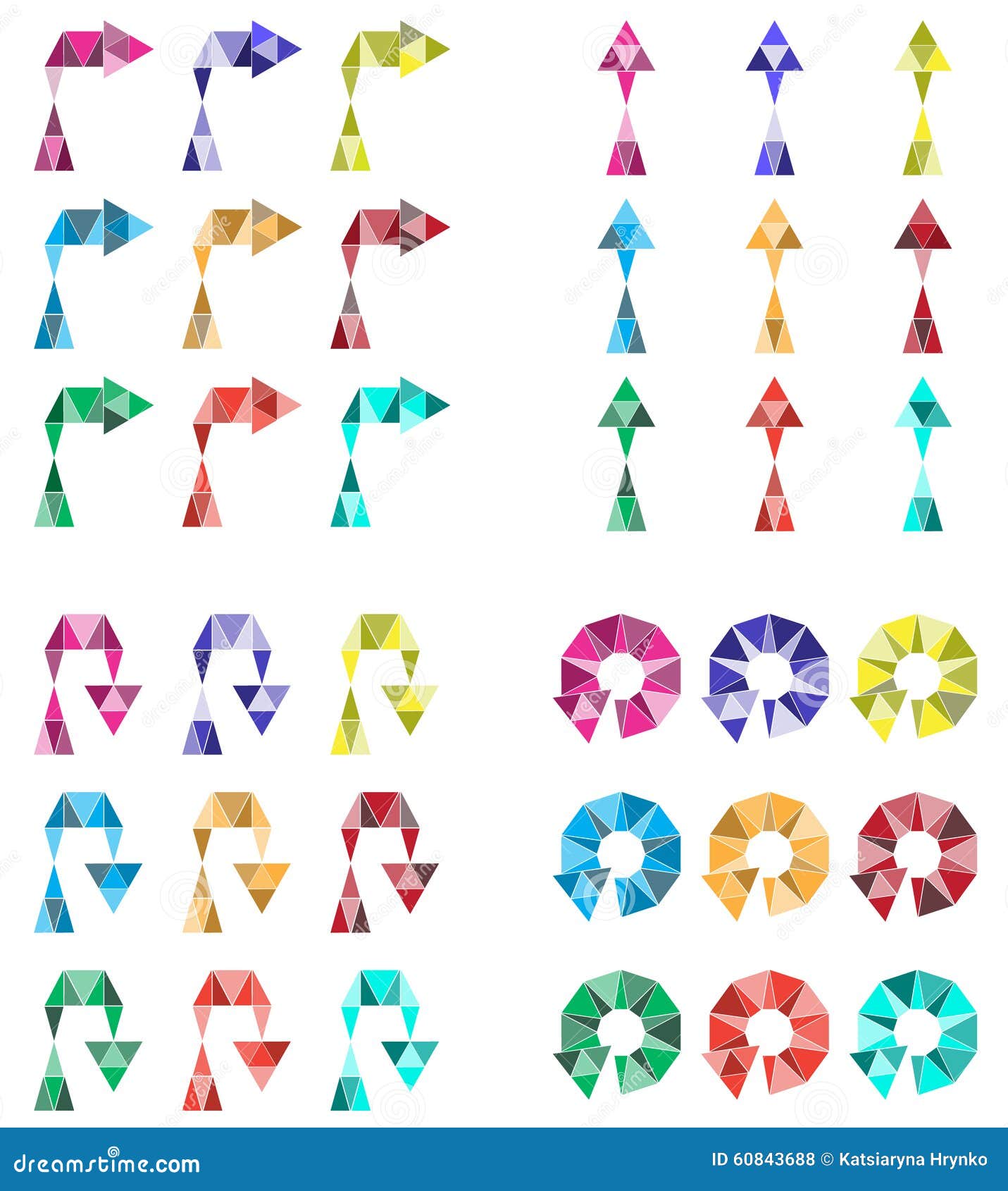 A Set of Colored Arrows from Polygons. Stock Vector - Illustration of ...