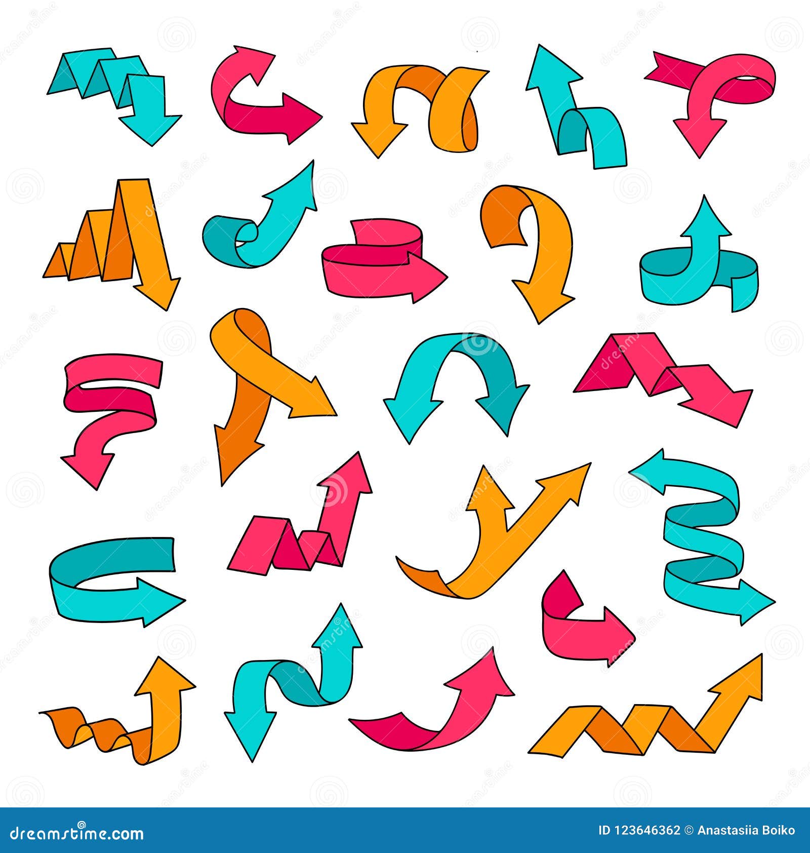Set of colored arrows. stock vector. Illustration of notebooks - 123646362