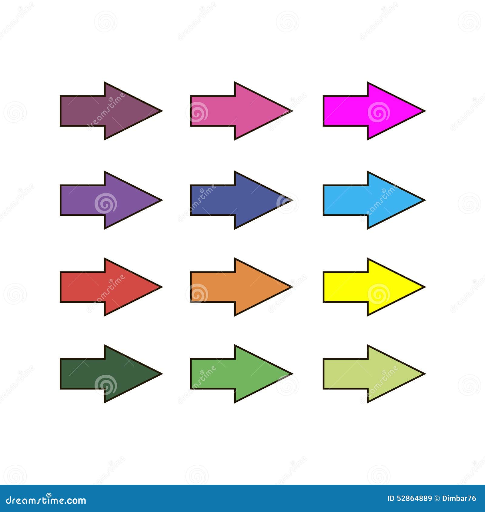 Set of Colored Arrows on White Background. Stock Vector - Illustration ...
