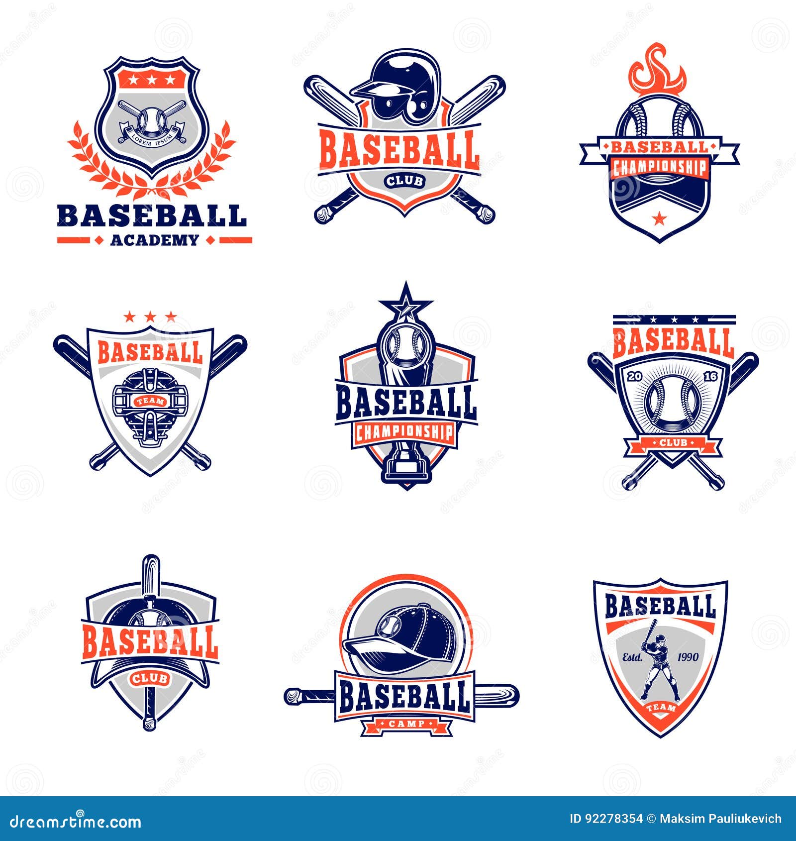 Set of Colored Baseball Badges, Stickers, Emblems Stock Illustration ...